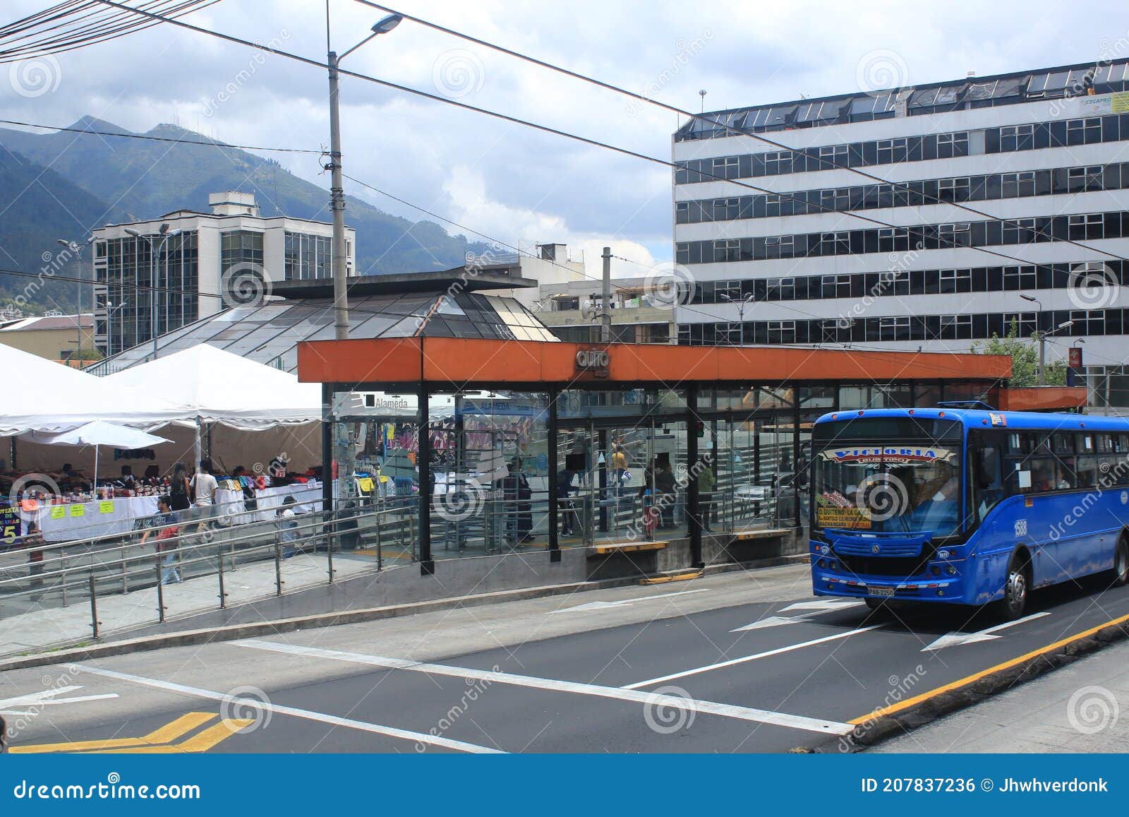 Quito, Ecuador - 28-9-2019: a Bus Station in Quito with an Orange ...