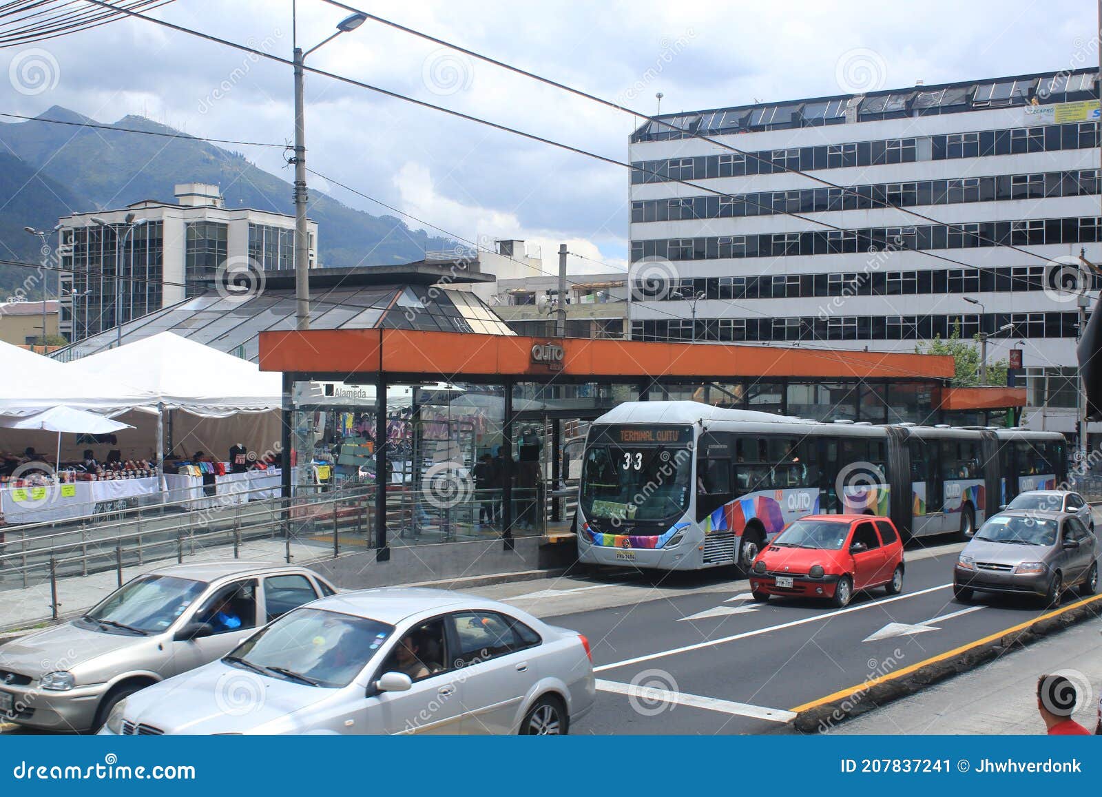 Quito, Ecuador - 28-9-2019: a Bus Station in Quito with an Orange ...