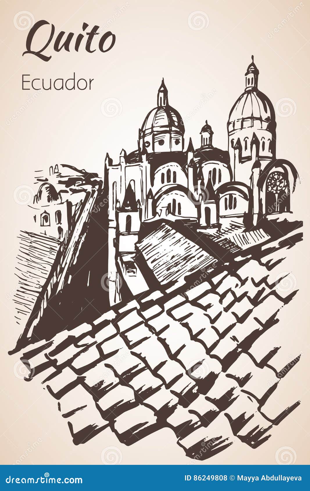 Quito Hand Drawn Sketch. Ecuador Stock Vector - Illustration of hand ...