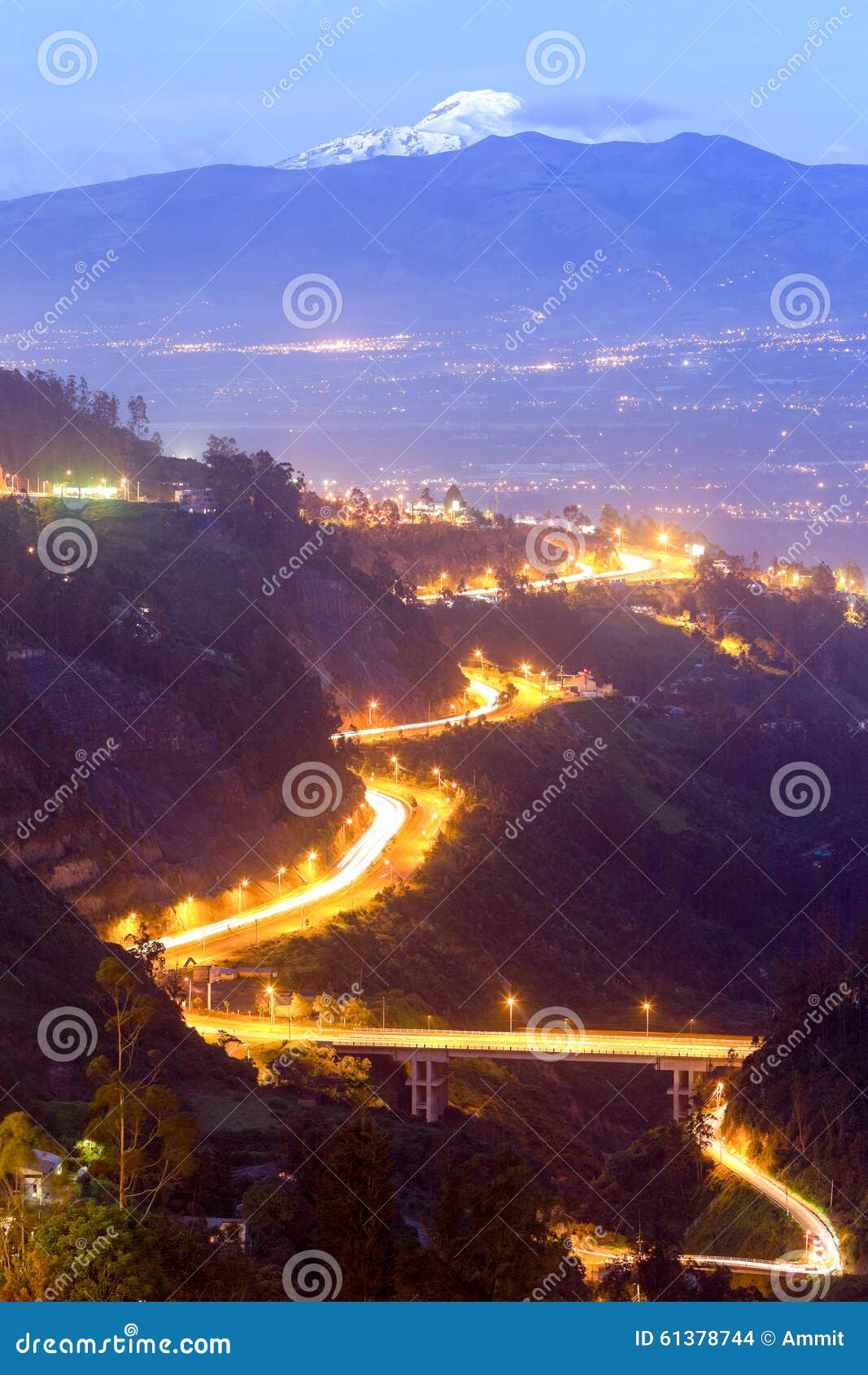 Quito Night View stock photo. Image of horizon, snowcapped - 61378744