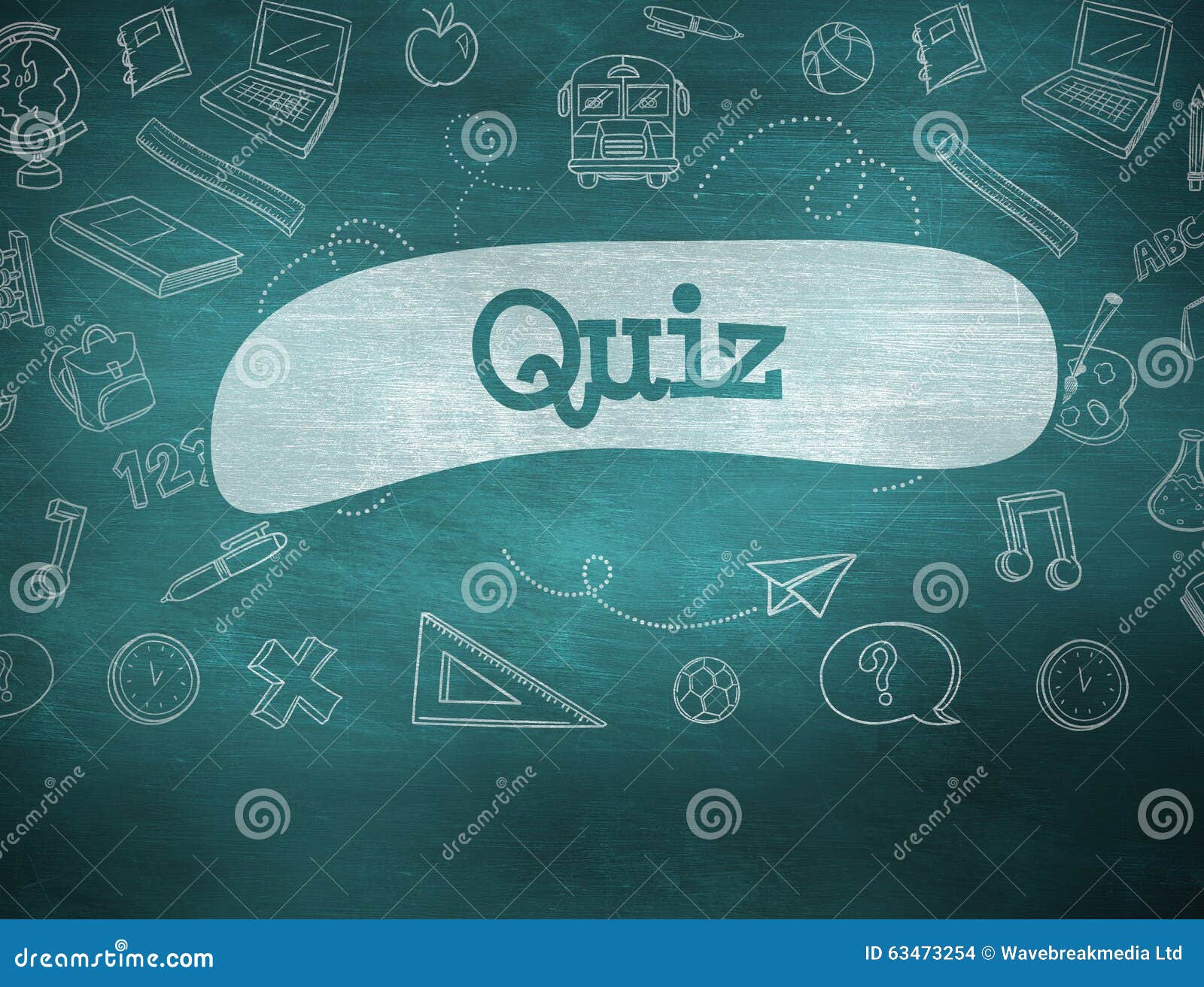 Quiz Against Green Chalkboard Stock Illustration - Illustration of ...
