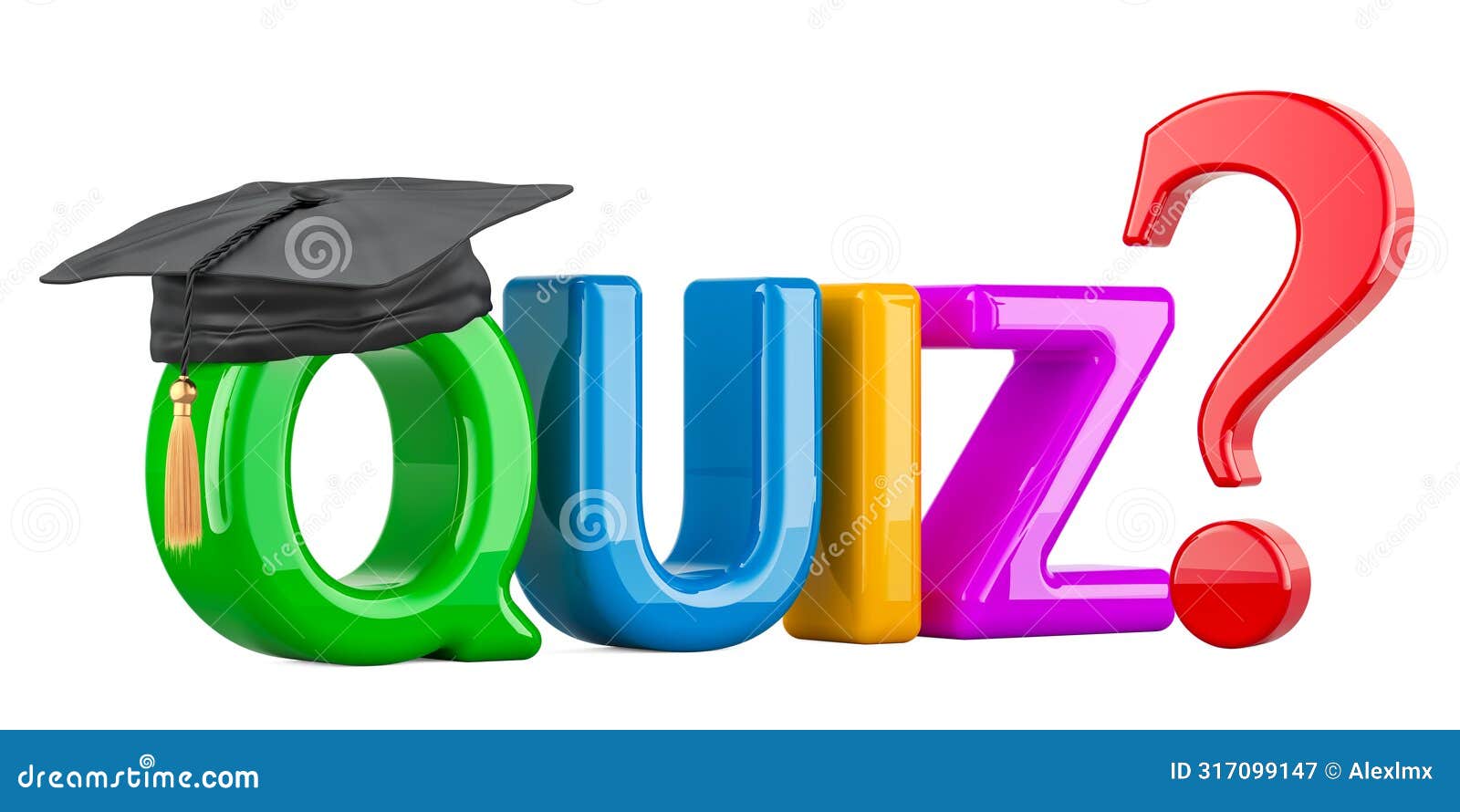 QUIZ, Concept with Education Hat. 3D Rendering Stock Illustration ...