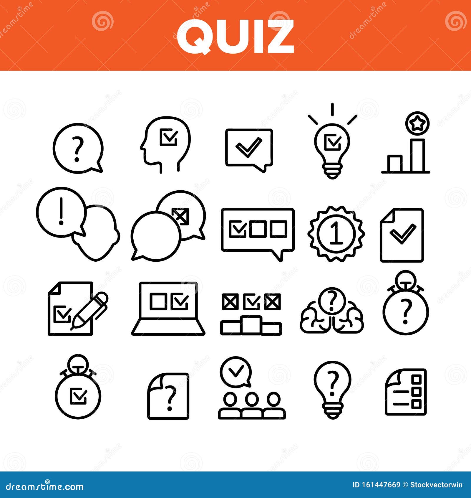 Quiz Game Collection Elements Icons Set Vector Stock Vector ...