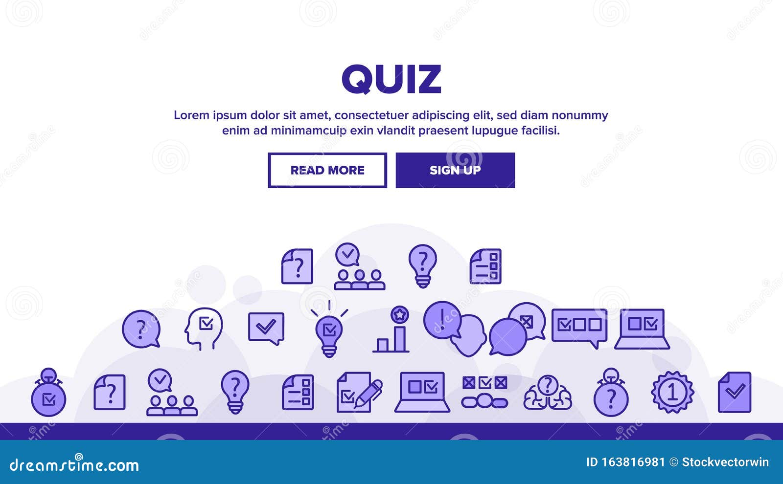 Quiz Game Landing Header Vector Stock Vector - Illustration of design ...