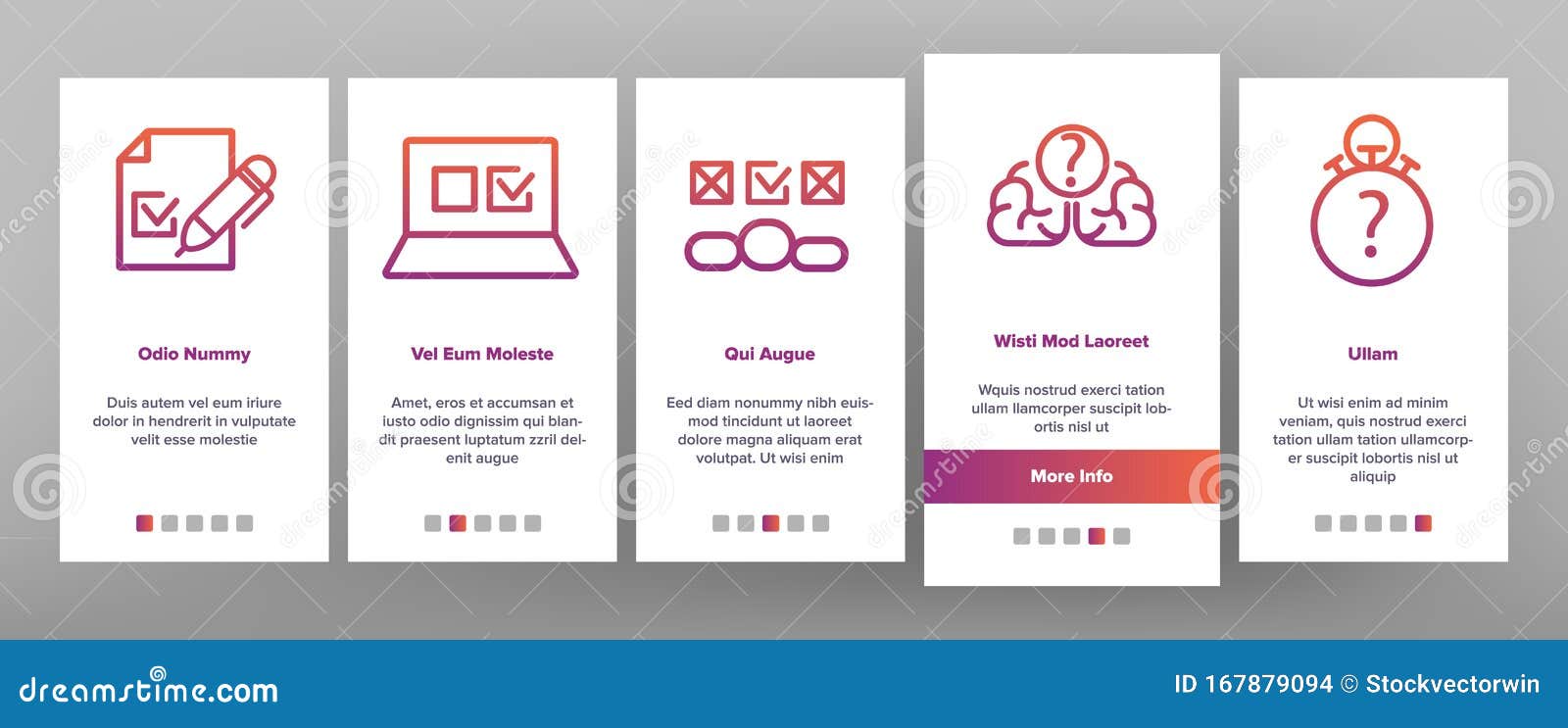 Quiz Game Onboarding Icons Set Vector Stock Vector - Illustration of ...