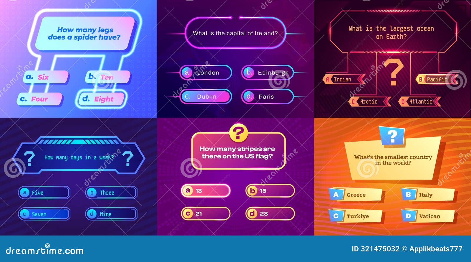 Quiz Game Ui. Game Show Template with Question and Answer, Challenge ...