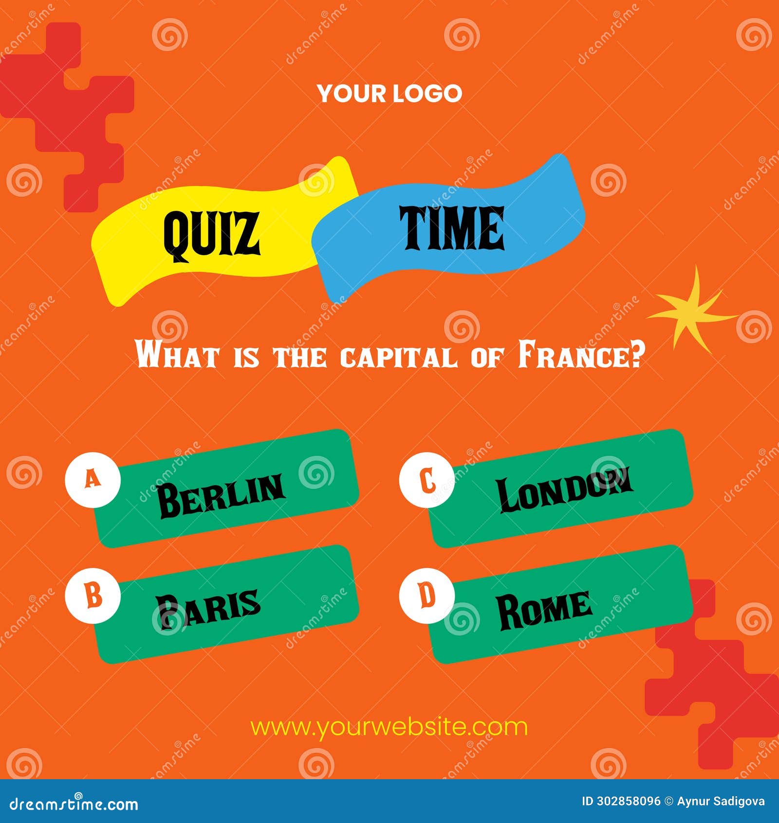 Quiz Game Vector Background Template. this Design Use Multiple Choice ...
