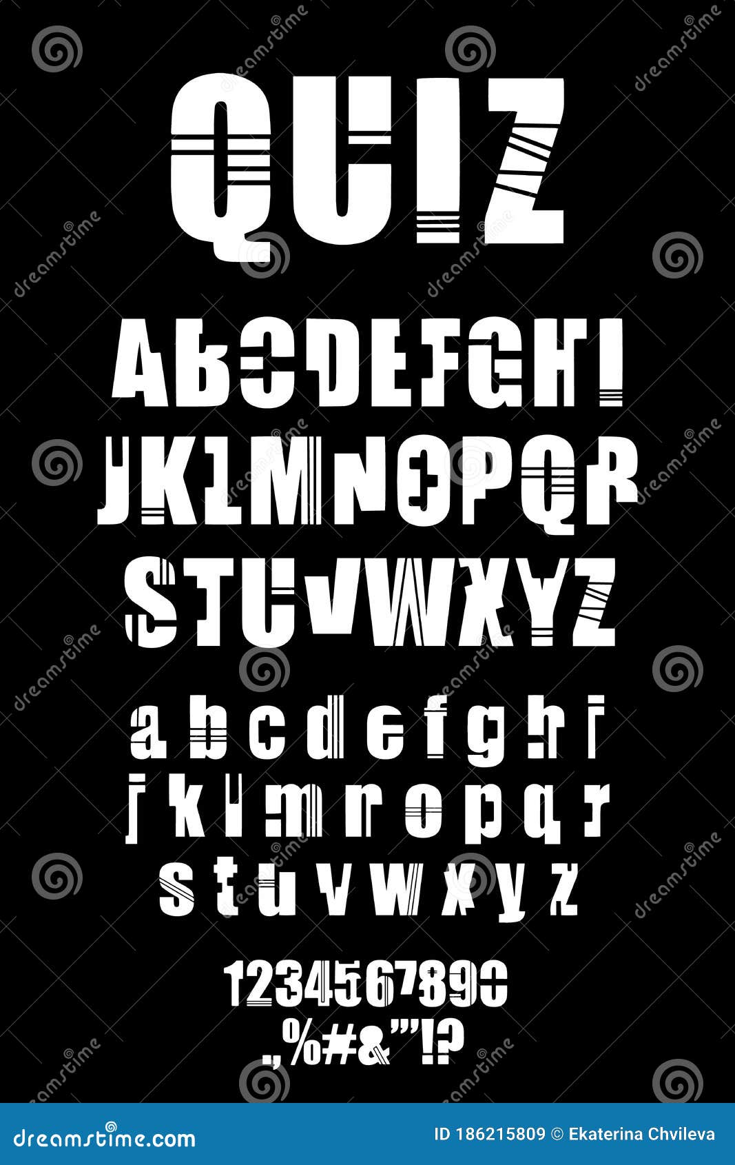Quiz Hand Drawn Vector Type Font in Graphic Style Stock Vector ...