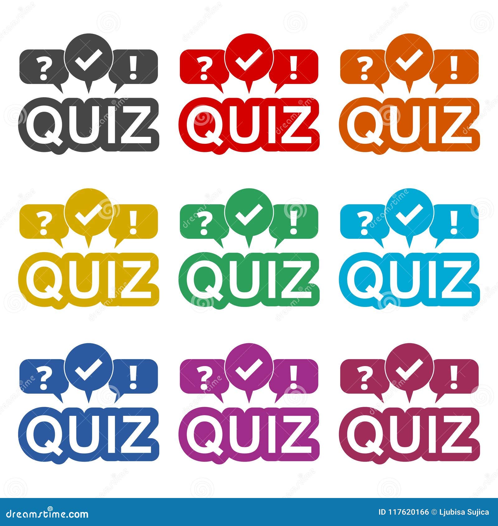 Quiz icon, color icons set stock vector. Illustration of blue - 117620166