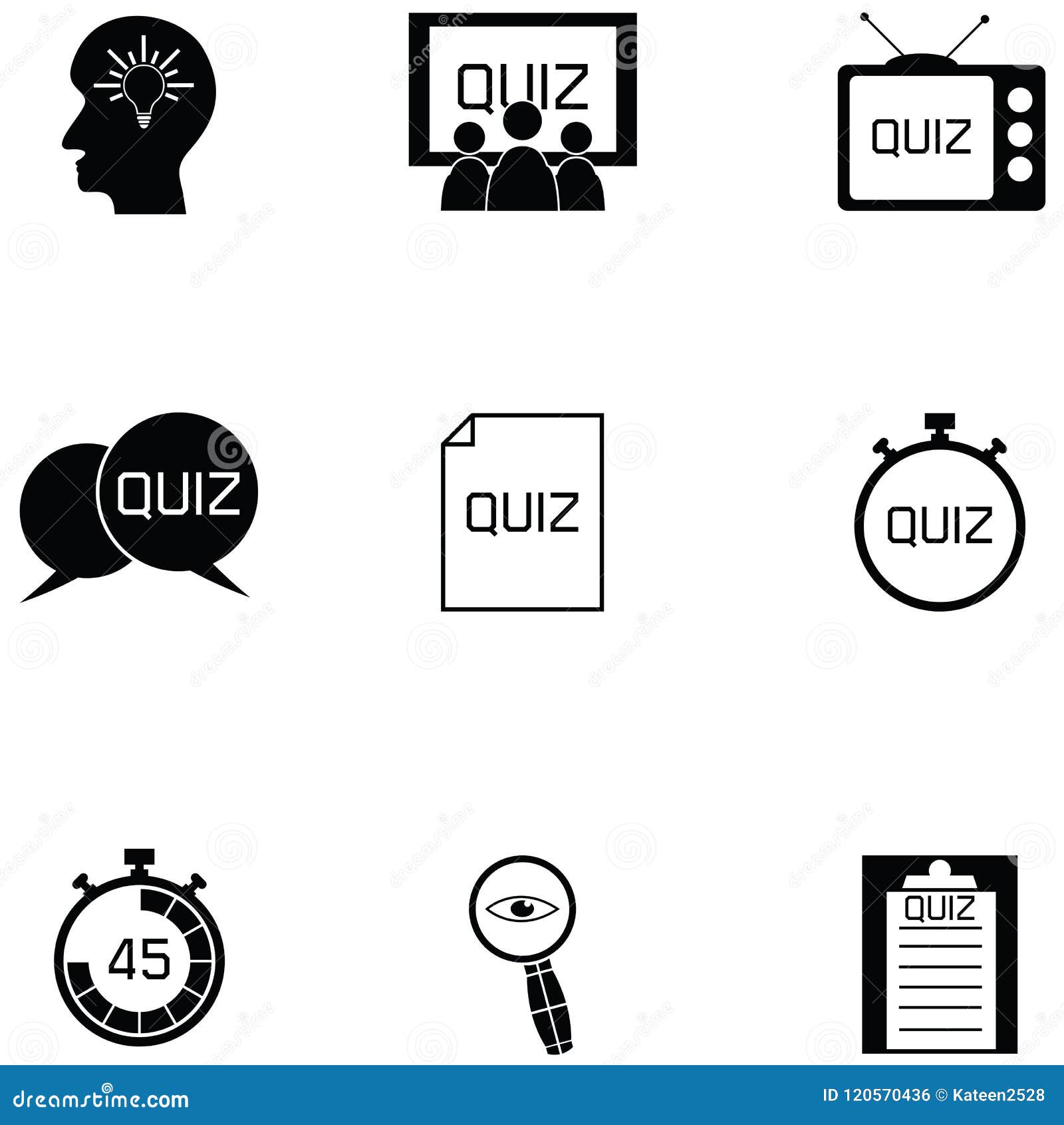 Quiz icon set stock vector. Illustration of vector, checklist - 120570436