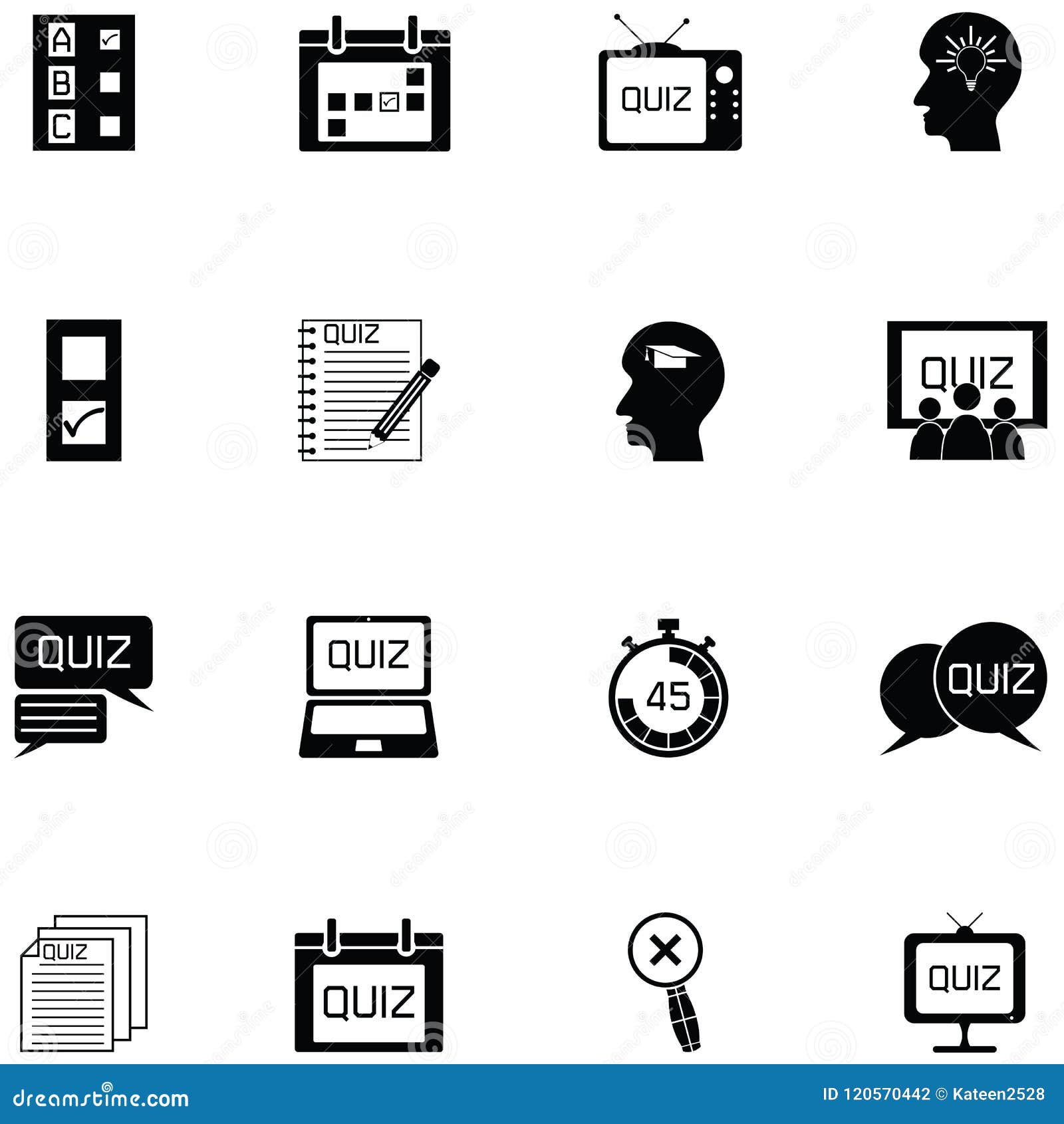 Quiz icon set stock vector. Illustration of test, button - 120570442
