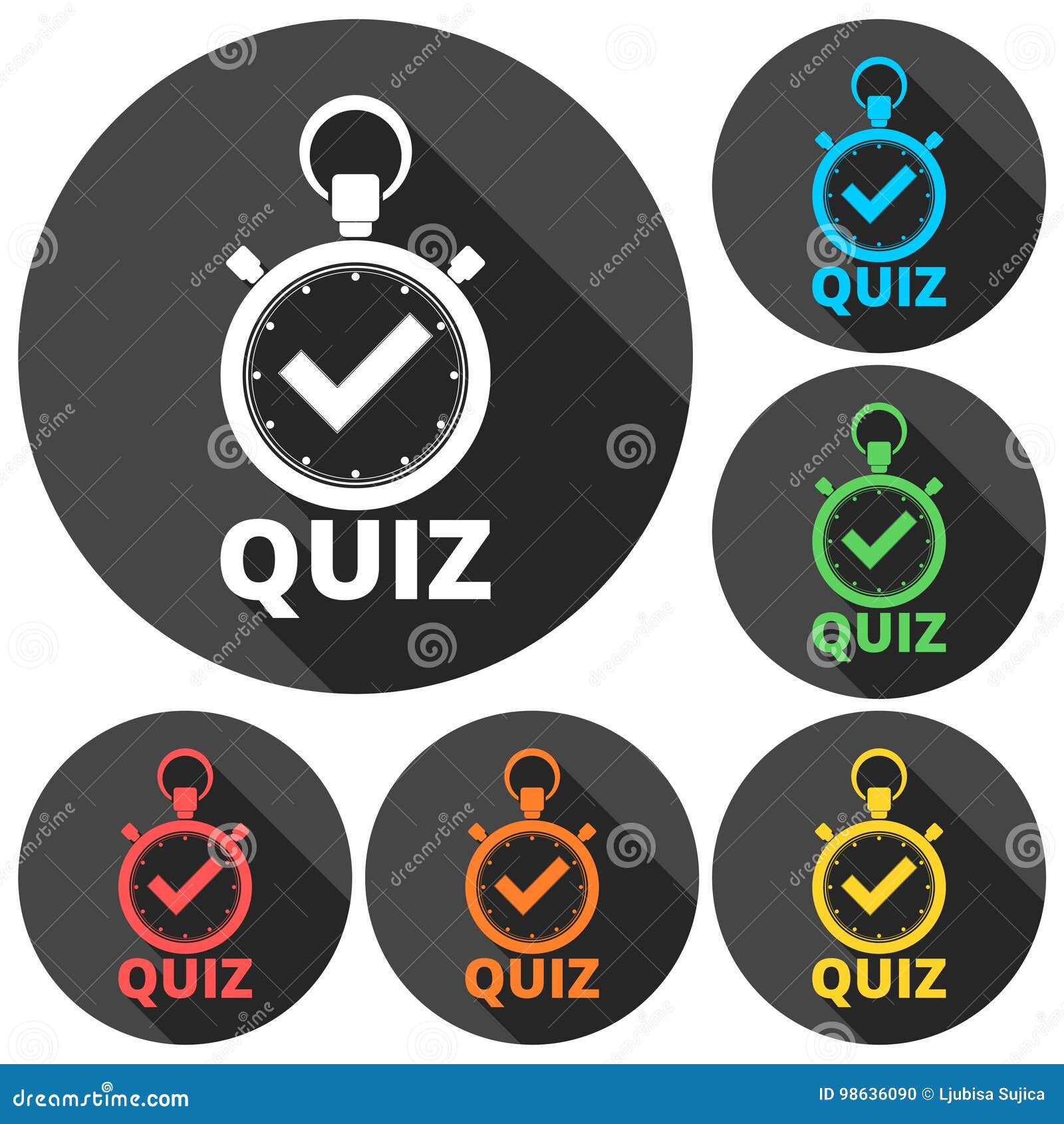 Quiz Icons Set with Long Shadow Stock Vector - Illustration of answer ...