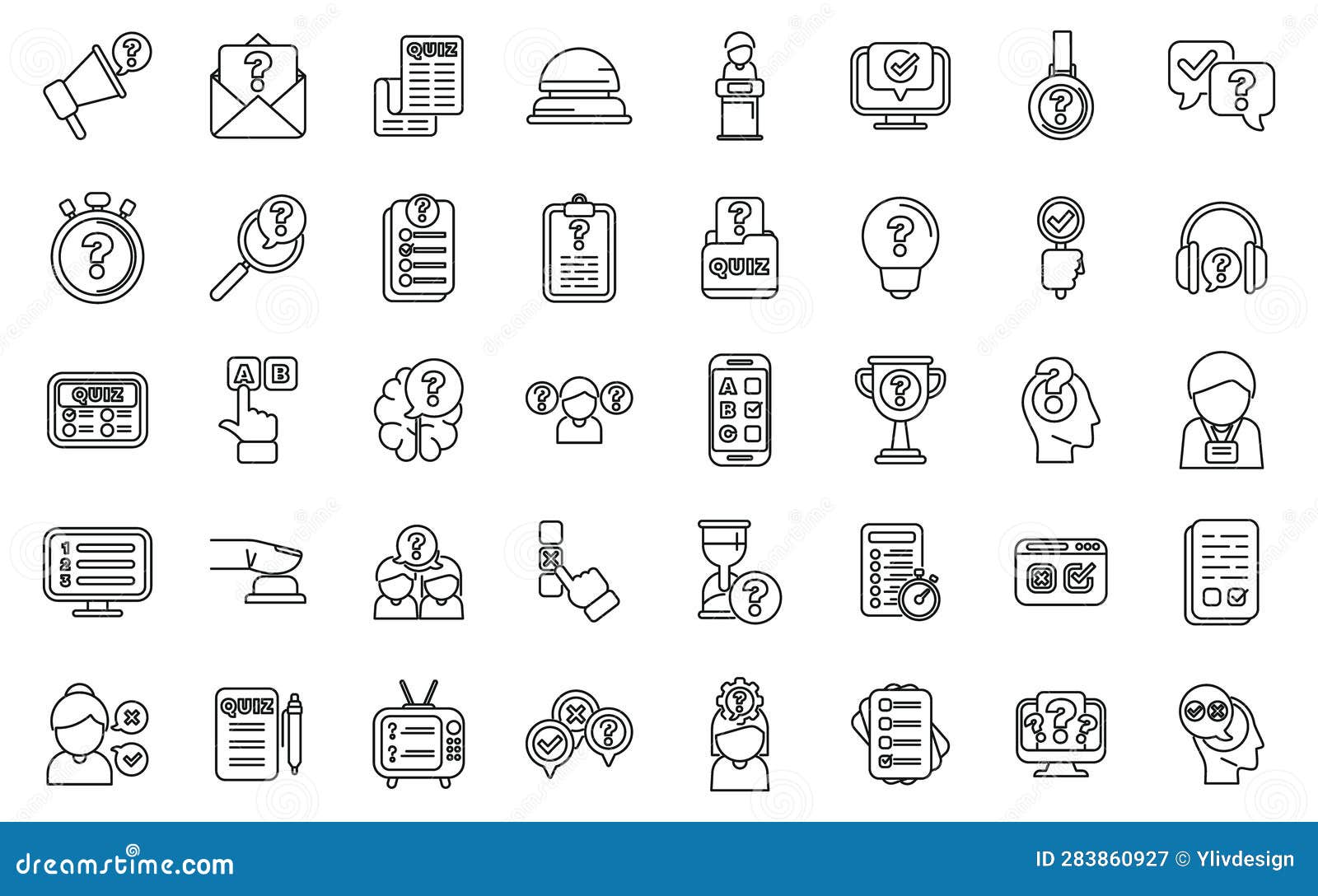 Quiz Icons. Checklist With Check Mark Symbol. Cartoon Vector ...