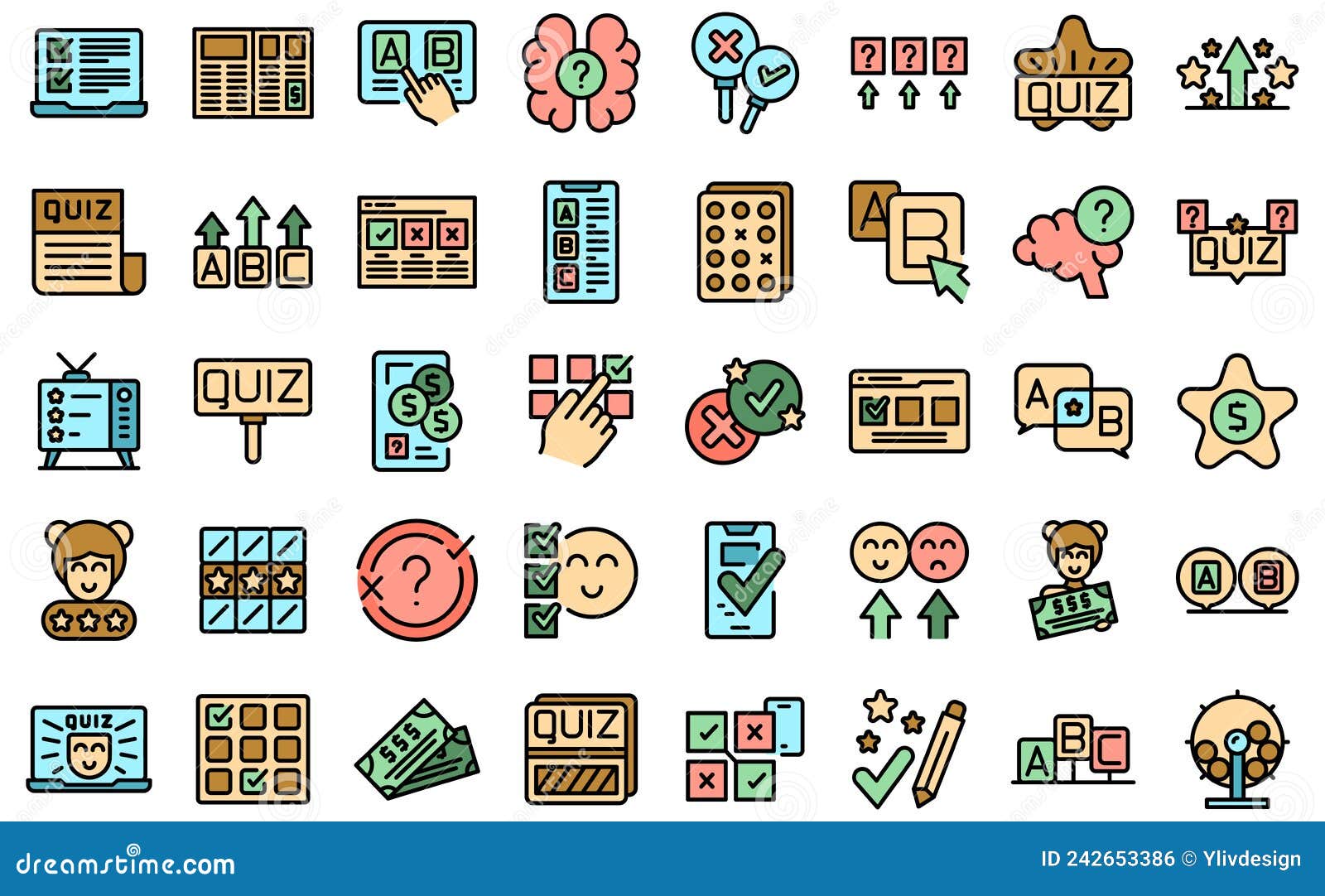 Quiz Icons. Checklist With Check Mark Symbol. Cartoon Vector ...