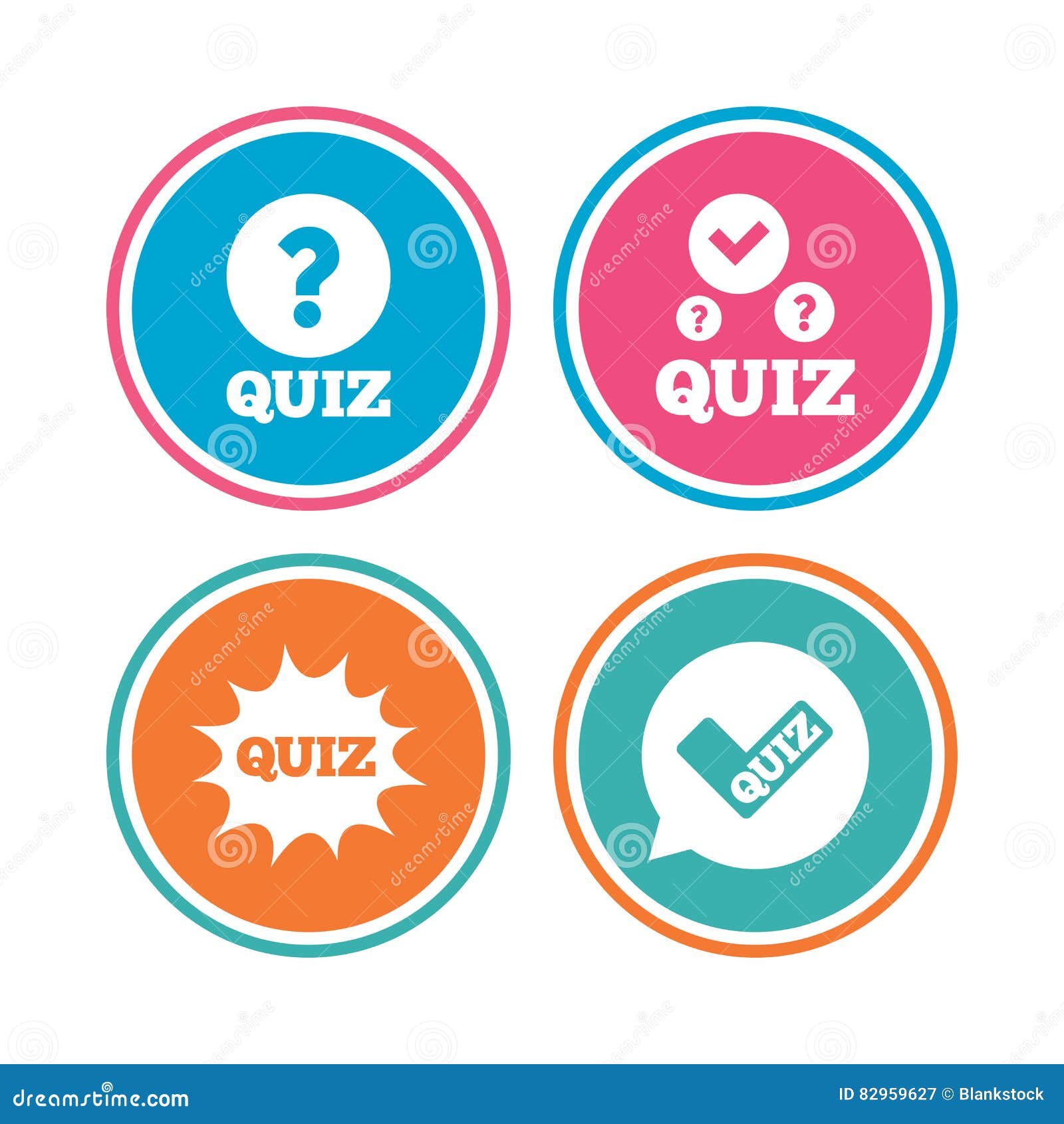 Quiz Icons. Speech Bubble with Check Mark Symbol Stock Vector ...