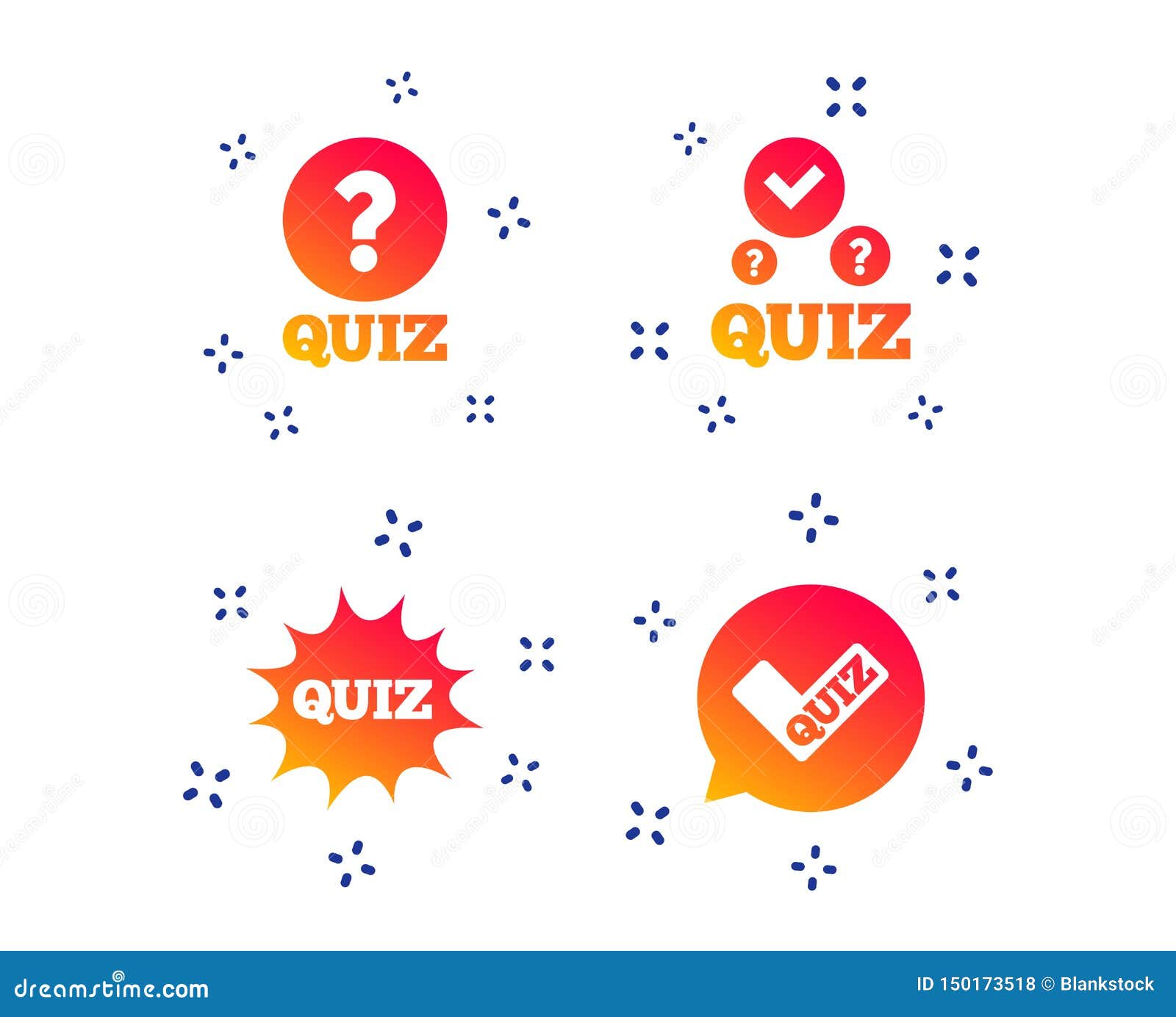 Quiz Icons. Speech Bubble with Check Mark Symbol. Vector Stock Vector ...