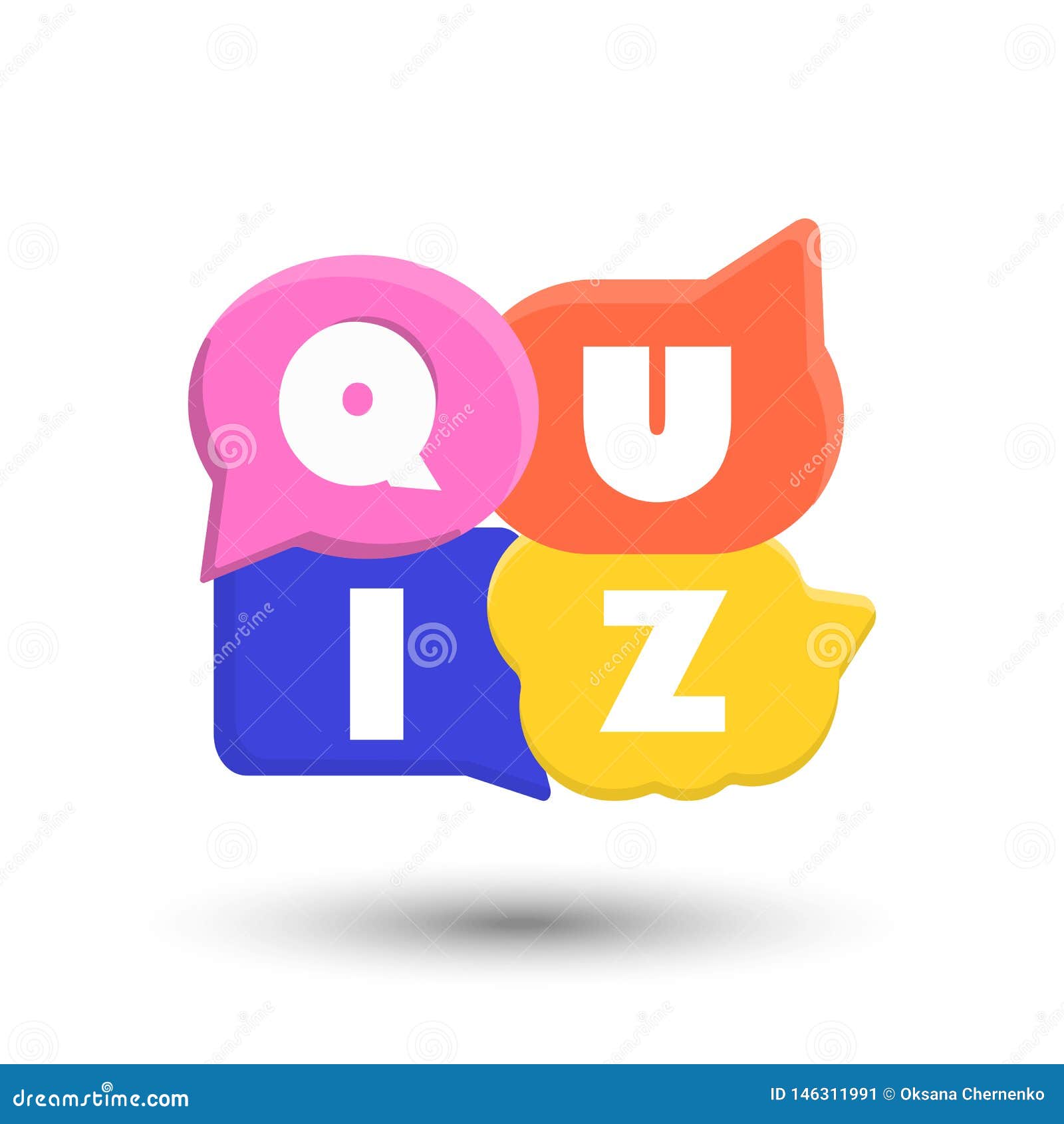 Quiz Interesting Color Vector Illustration on White Background Stock ...