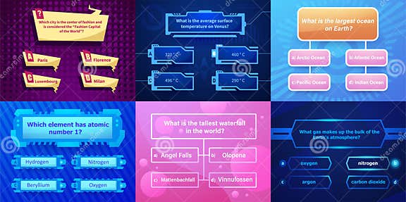 Quiz Interface. Trivia Question UI Layout Quizzing Answer Screen for ...