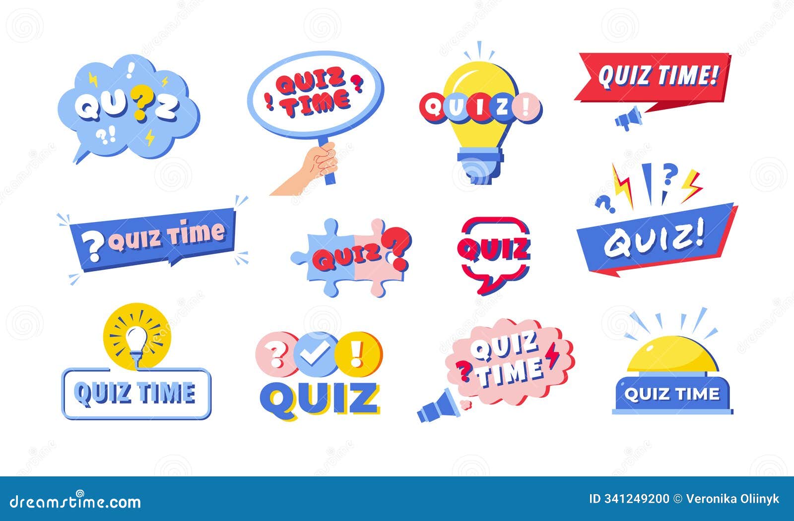 Quiz Labels. Trivia Question, Test or Erudite Game Emblem Template with ...