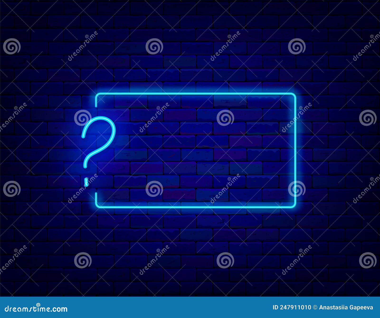 Quiz Neon Frame Template. Question Mark in Border. Outer Glowing Effect ...