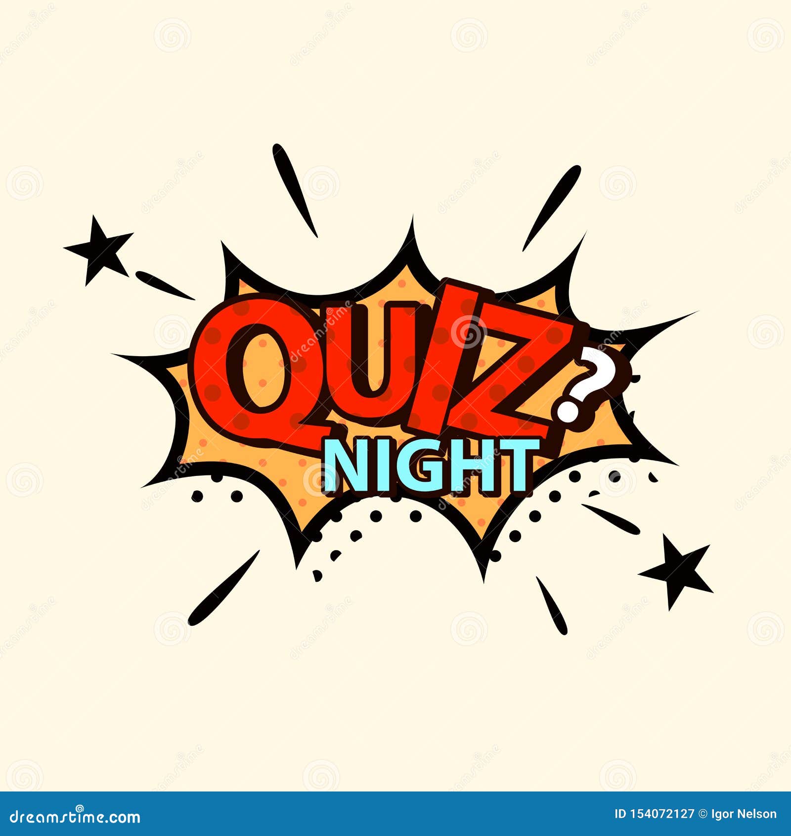 Quiz Night in Comic Style. Quiz Brainy Game Vector Design Stock ...
