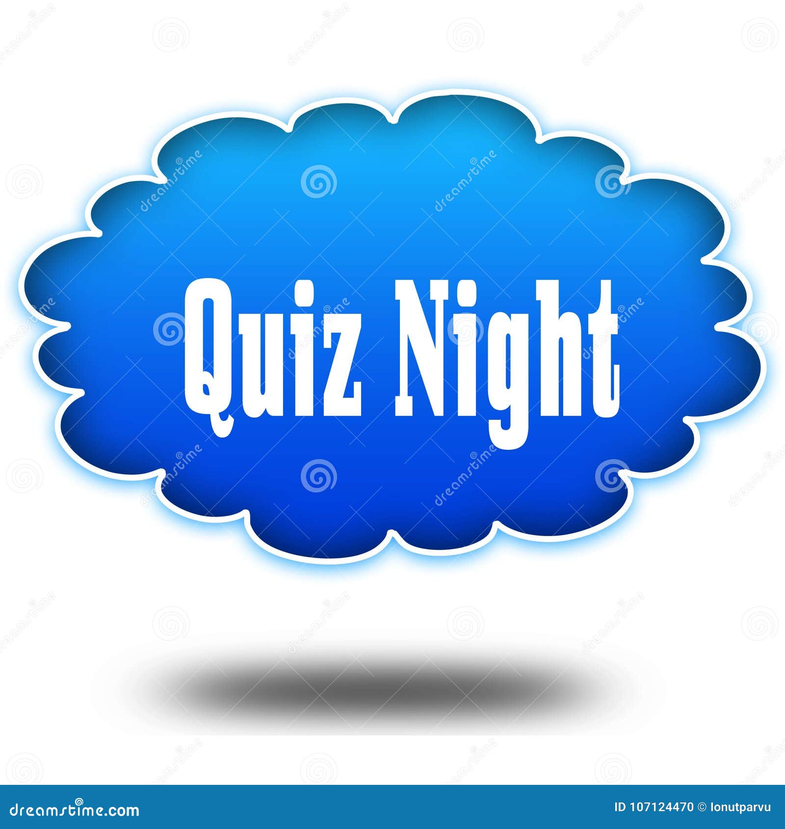 QUIZ NIGHT Text Message on Hovering Blue Cloud. Stock Illustration ...
