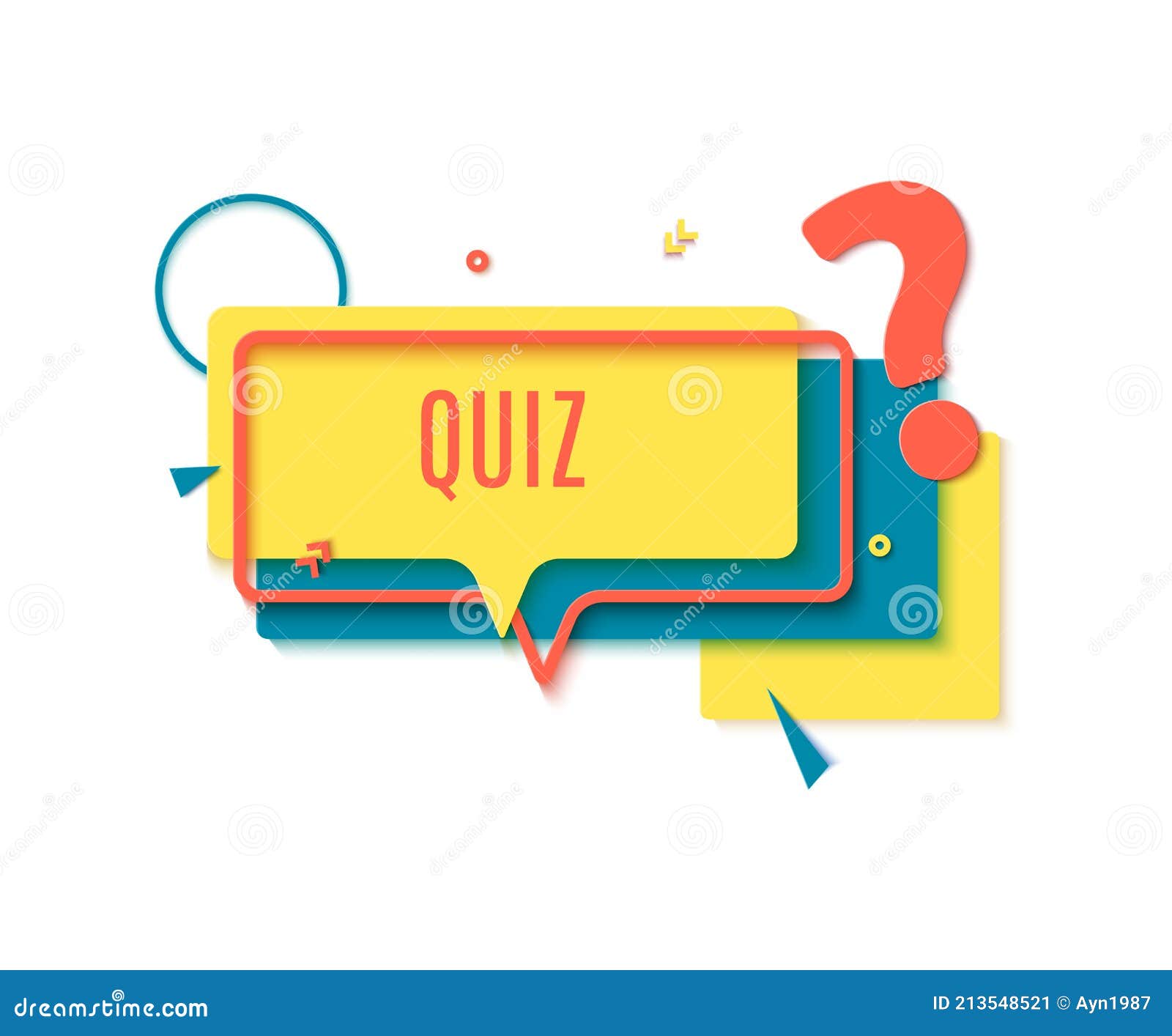 Quiz Online Label in Paper Cut Style. Layout Banner with Yellow ...