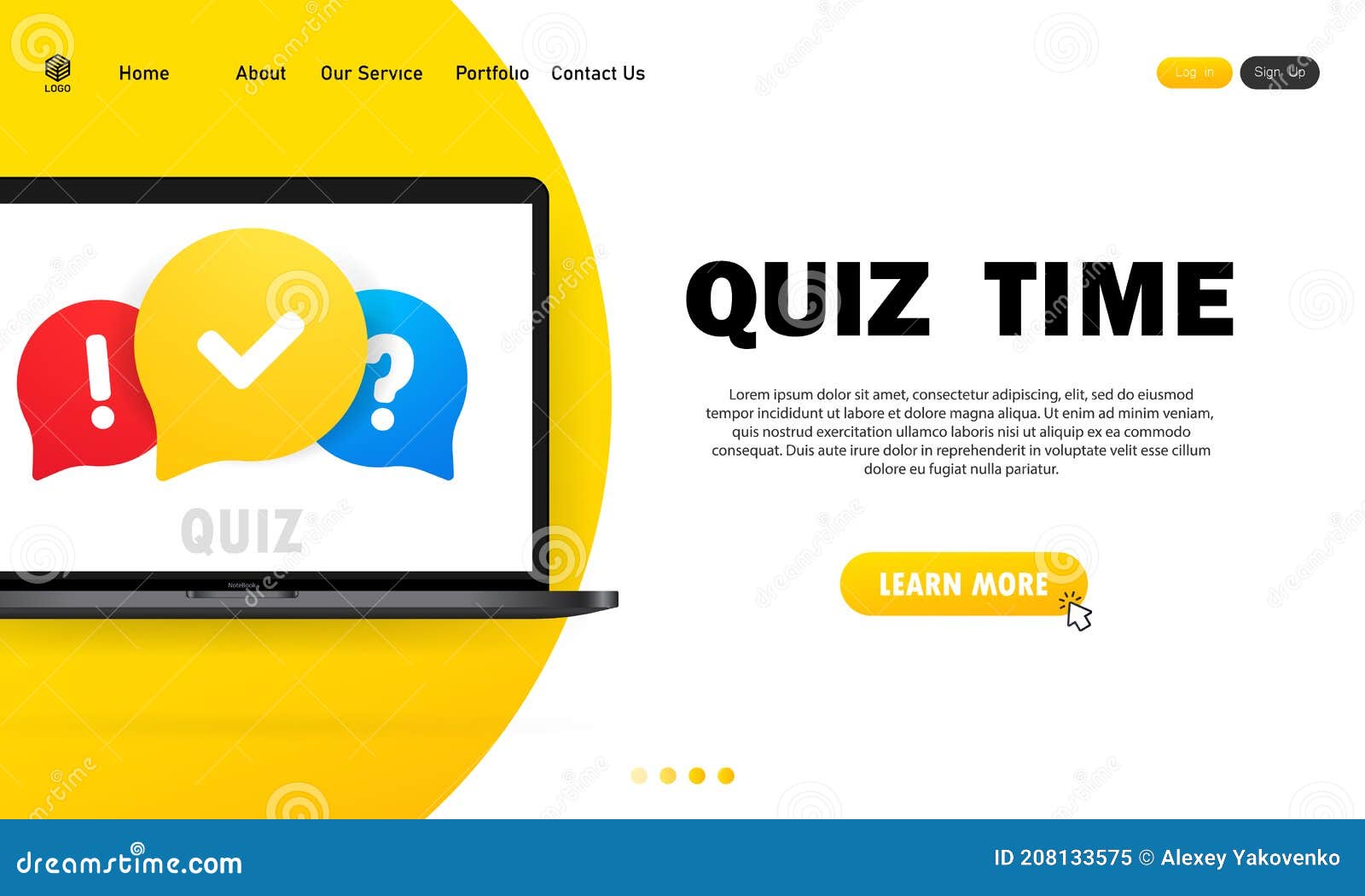 Quiz Online on Laptop. the Concept is the Question with the Answer ...