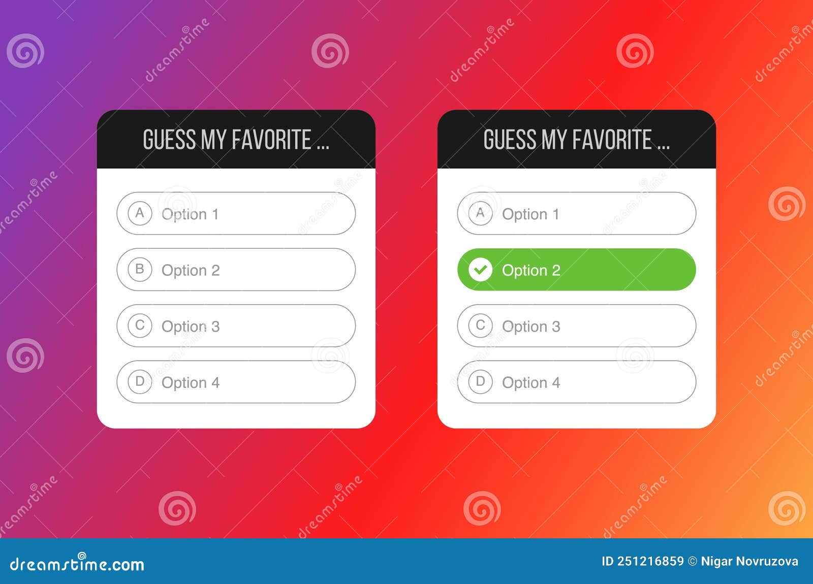 Quiz Option. Question Interface Social Media Sticker, Select And Guess ...