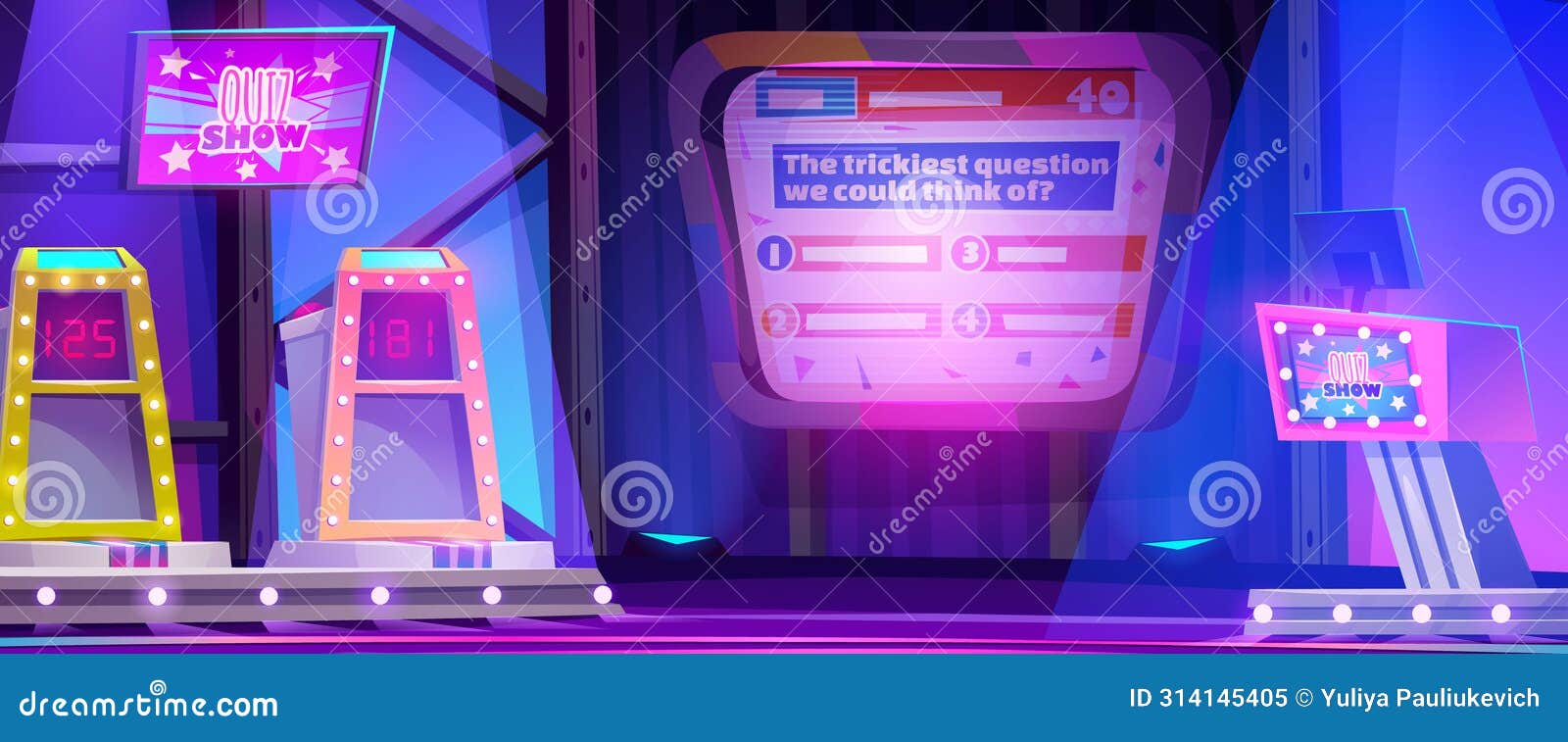 Quiz Show Game Stage in Tv Studio for Contest Stock Vector ...