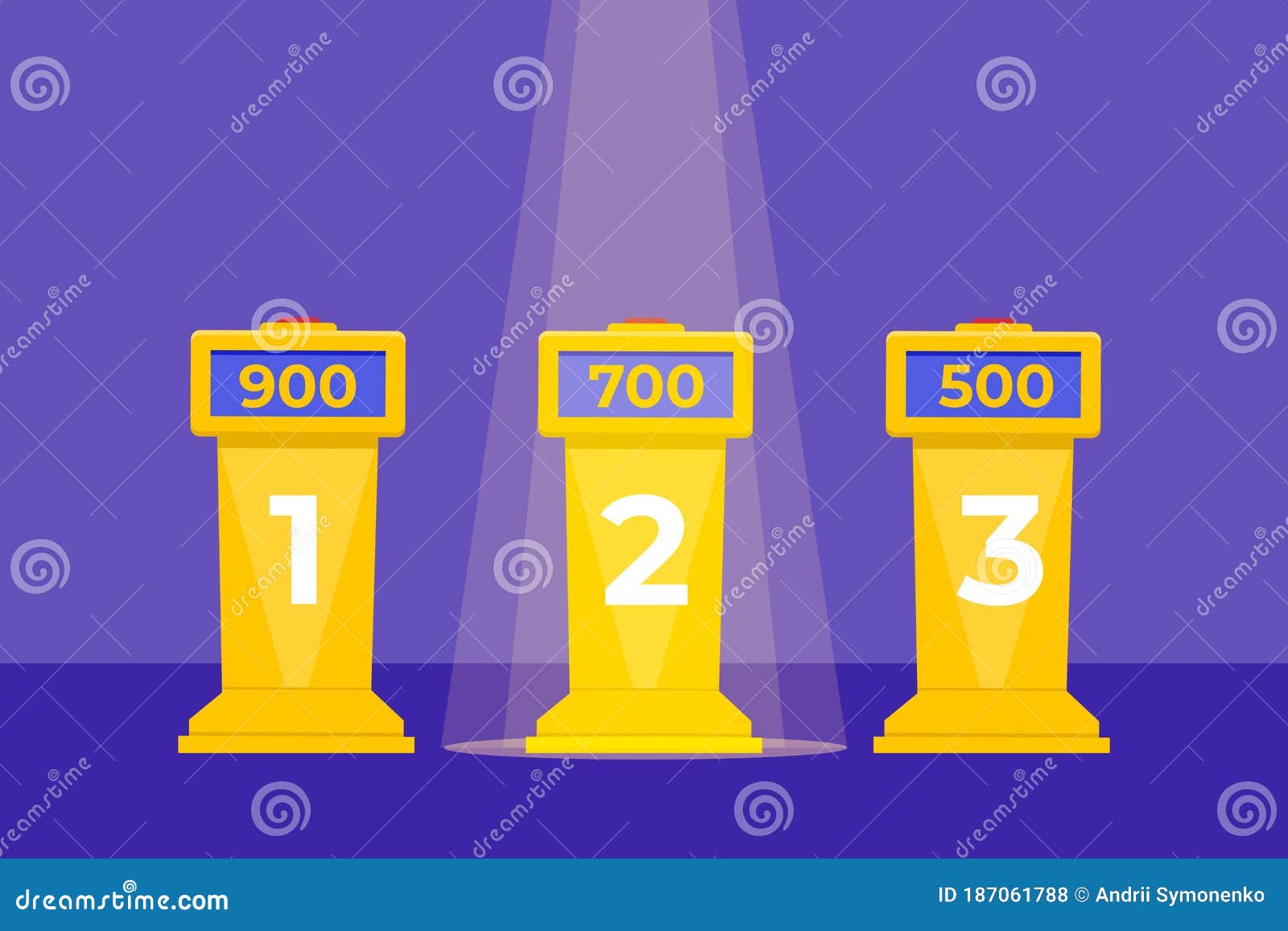 Quiz Show Three Tables Concept Flat Style. Tv Competition. Stock Vector ...