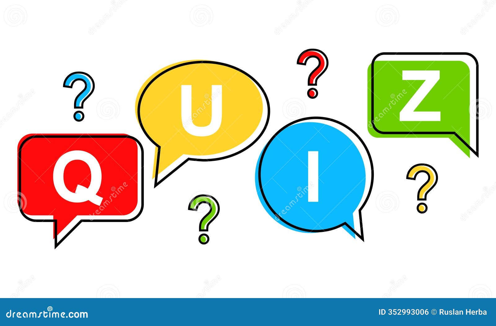 Quiz from Speech Bubbles on White Background. Question, Test, Exam ...