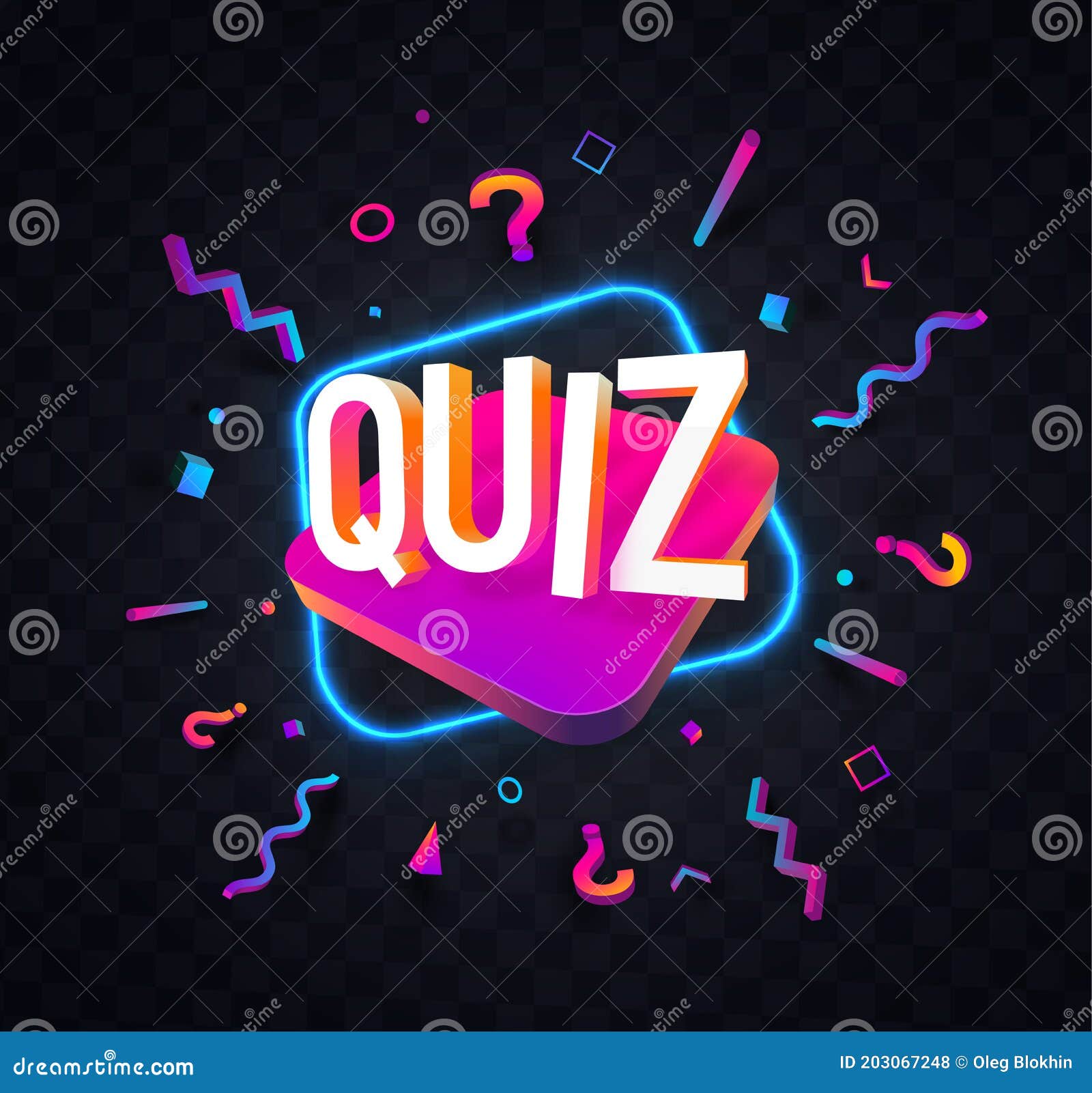 Quiz Symbol Neon Vector Illustration. Trivia Night Isolated Design ...