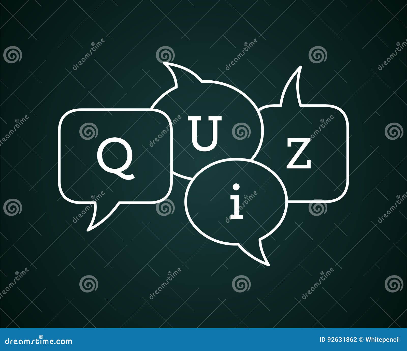 Quiz Text in Speech Bubbles on Chalkboard Stock Vector - Illustration ...
