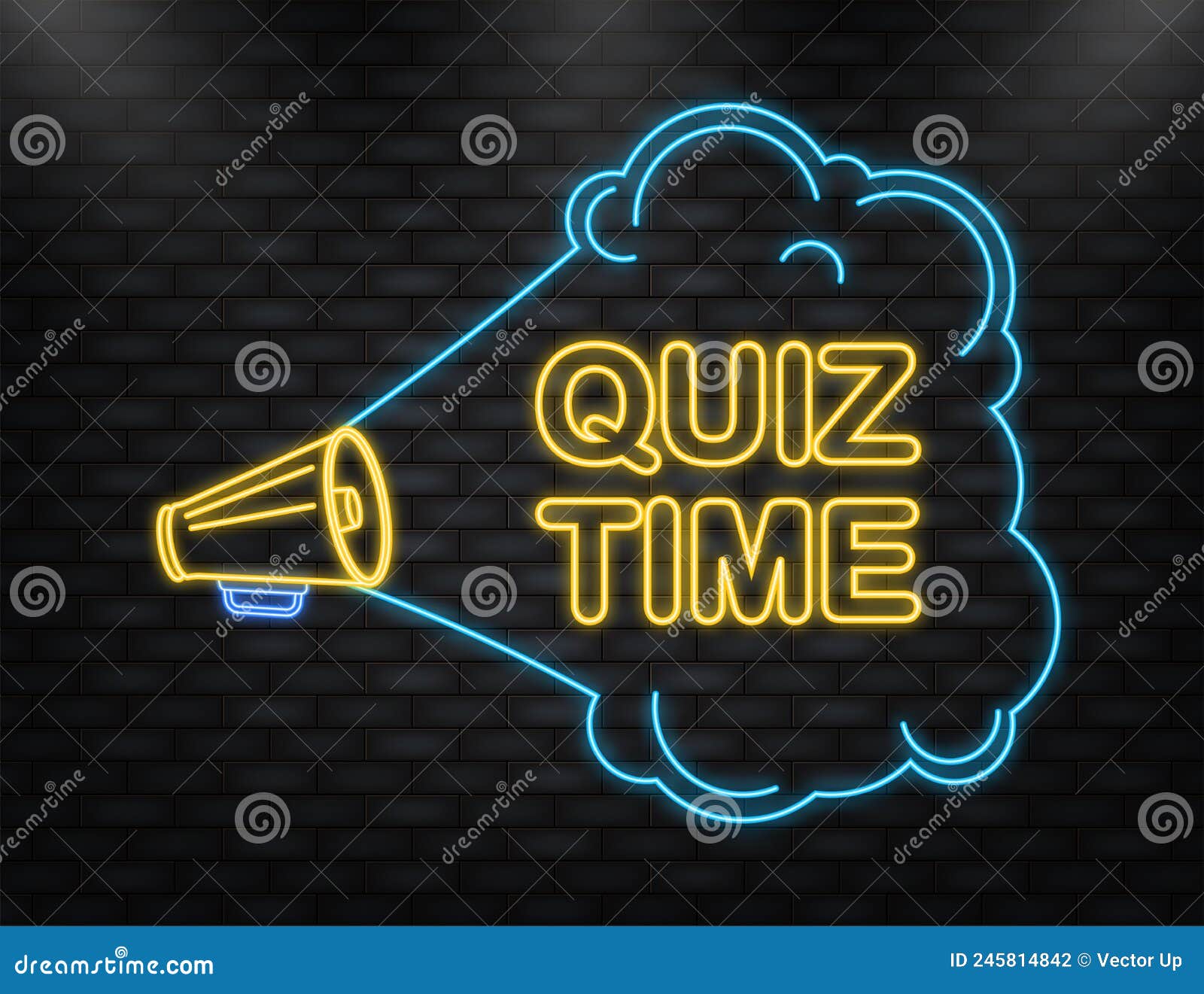 Quiz Time Blue Banner in 3D Style on White Background. Vector ...