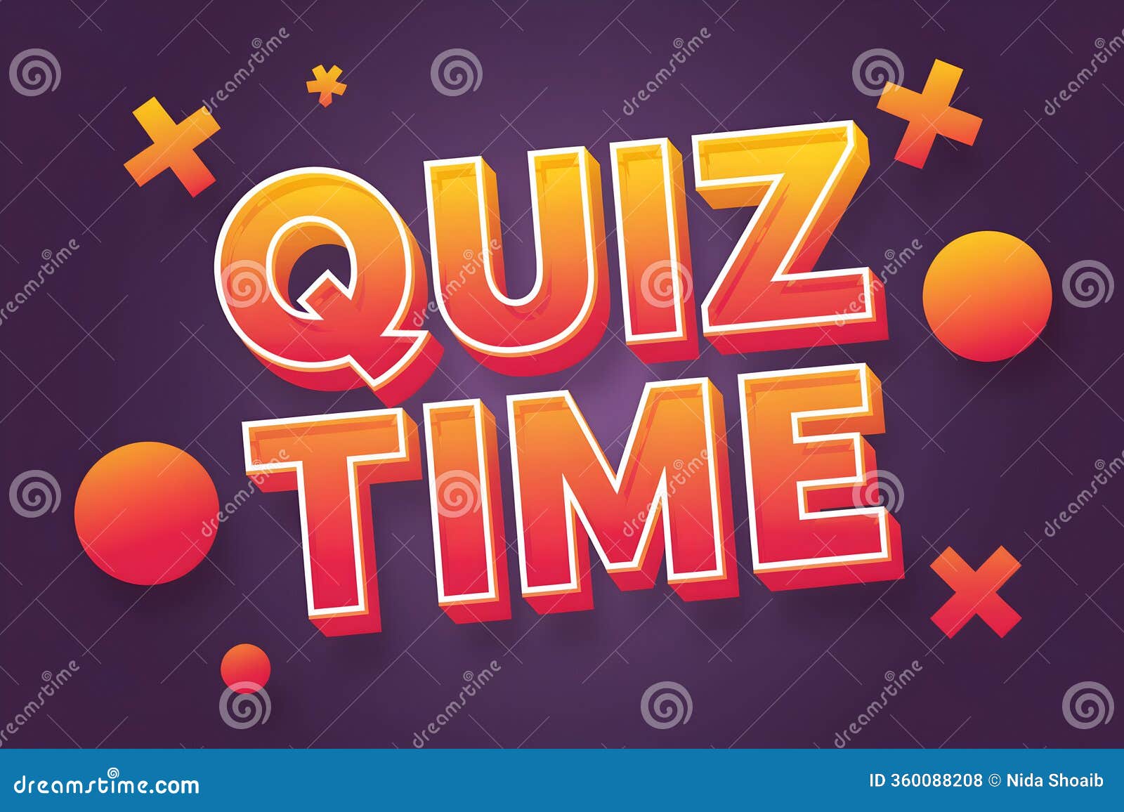 QUIZ TIME in Bold 3D Letters with Decorative Elements Stock ...