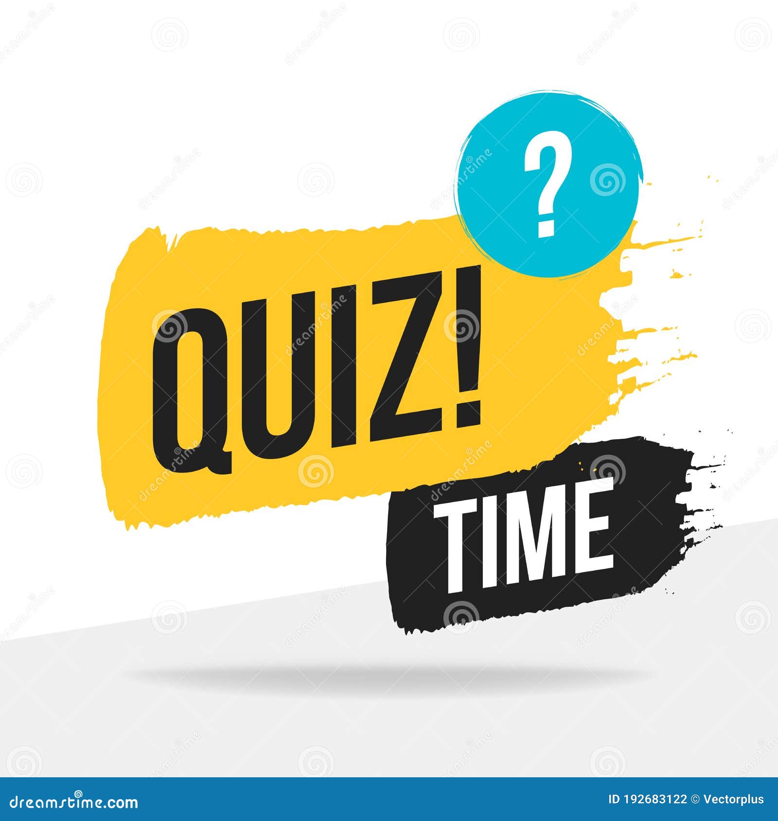 Quiz Time Icon, Emblem, Logo in Brush Stroke Style. Vector Flat ...
