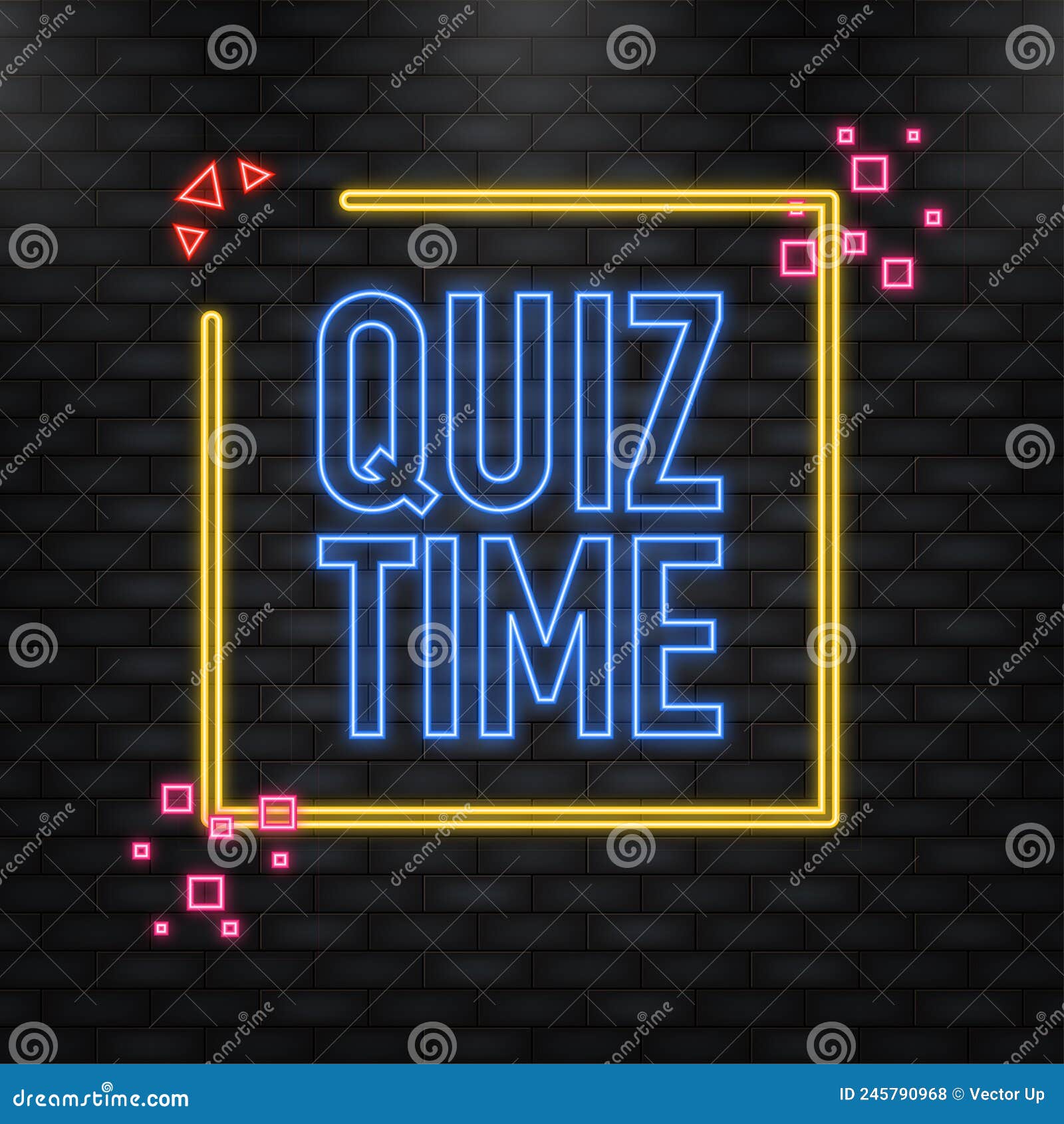 Quiz Time Megaphone Yellow Banner in Flat Style. Vector Illustration ...