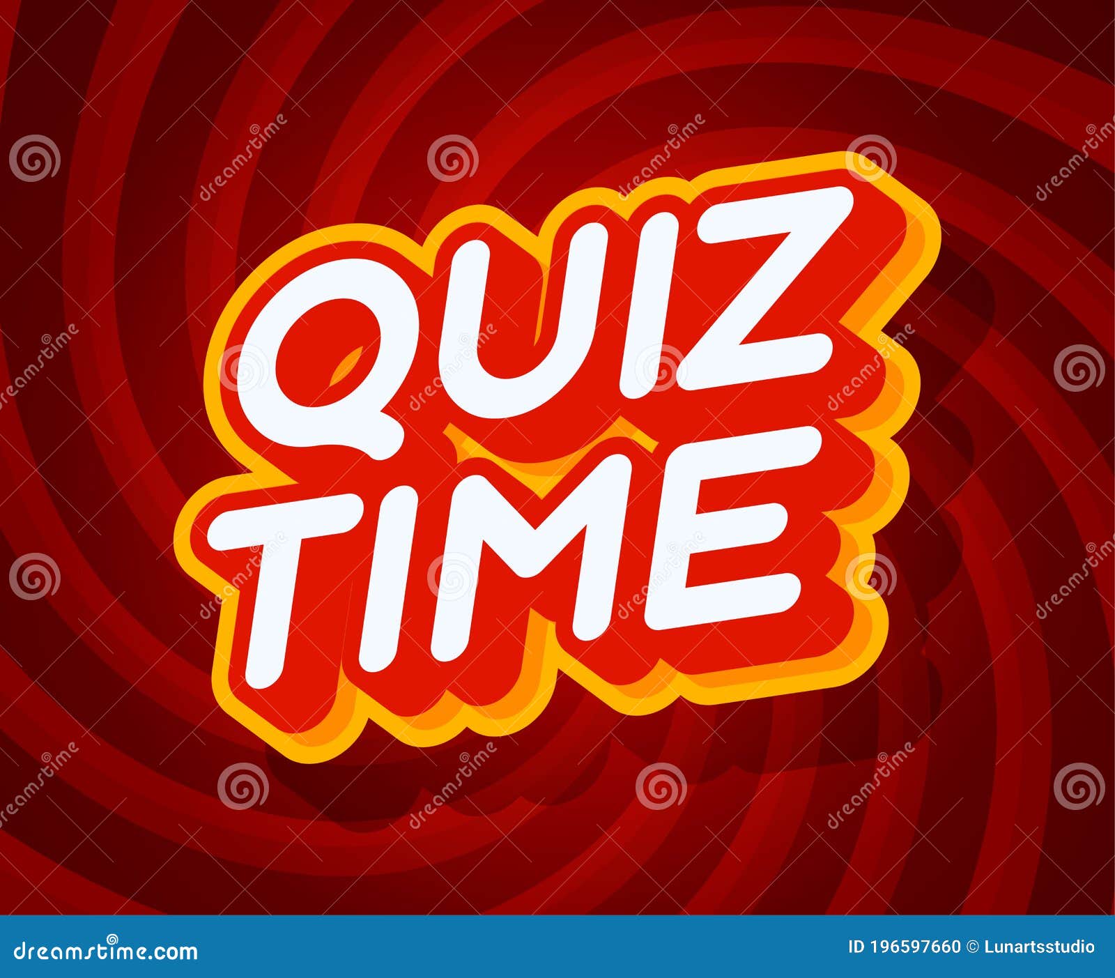 Quiz Time Red And Yellow Text Effect Template With 3d Type Style And ...