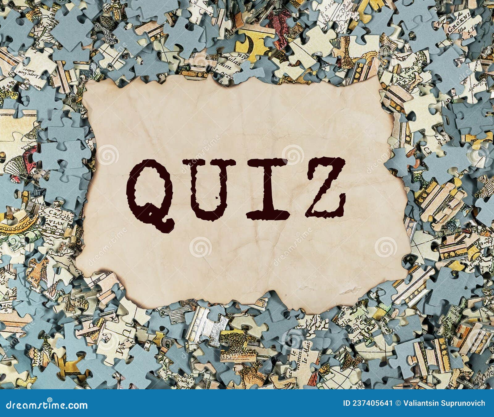 Quiz Word with Puzzle Pieces Around. Quizz Game Concept Stock Image ...