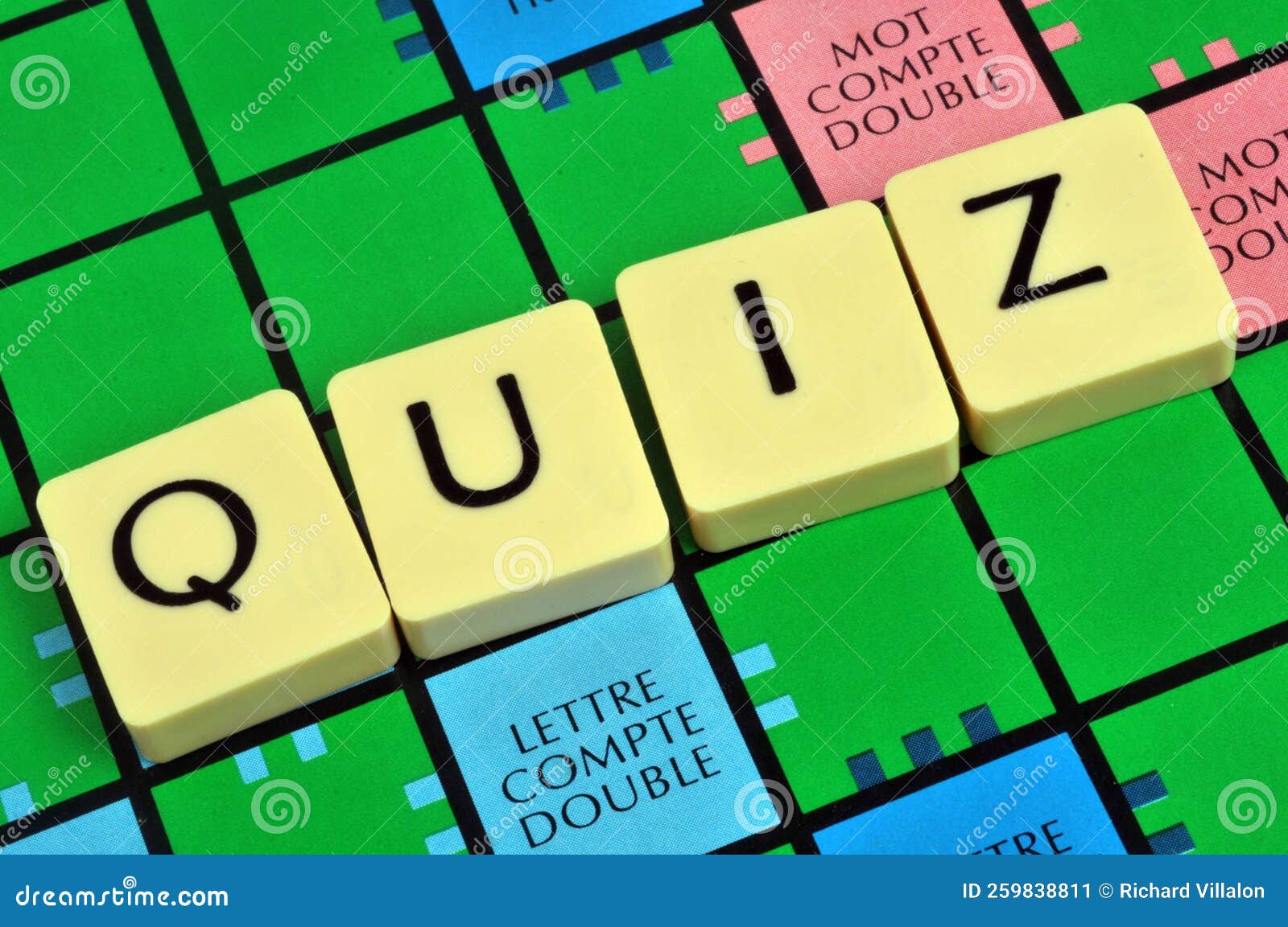 Quiz Written on a Scrabble Board Close-up Stock Illustration ...
