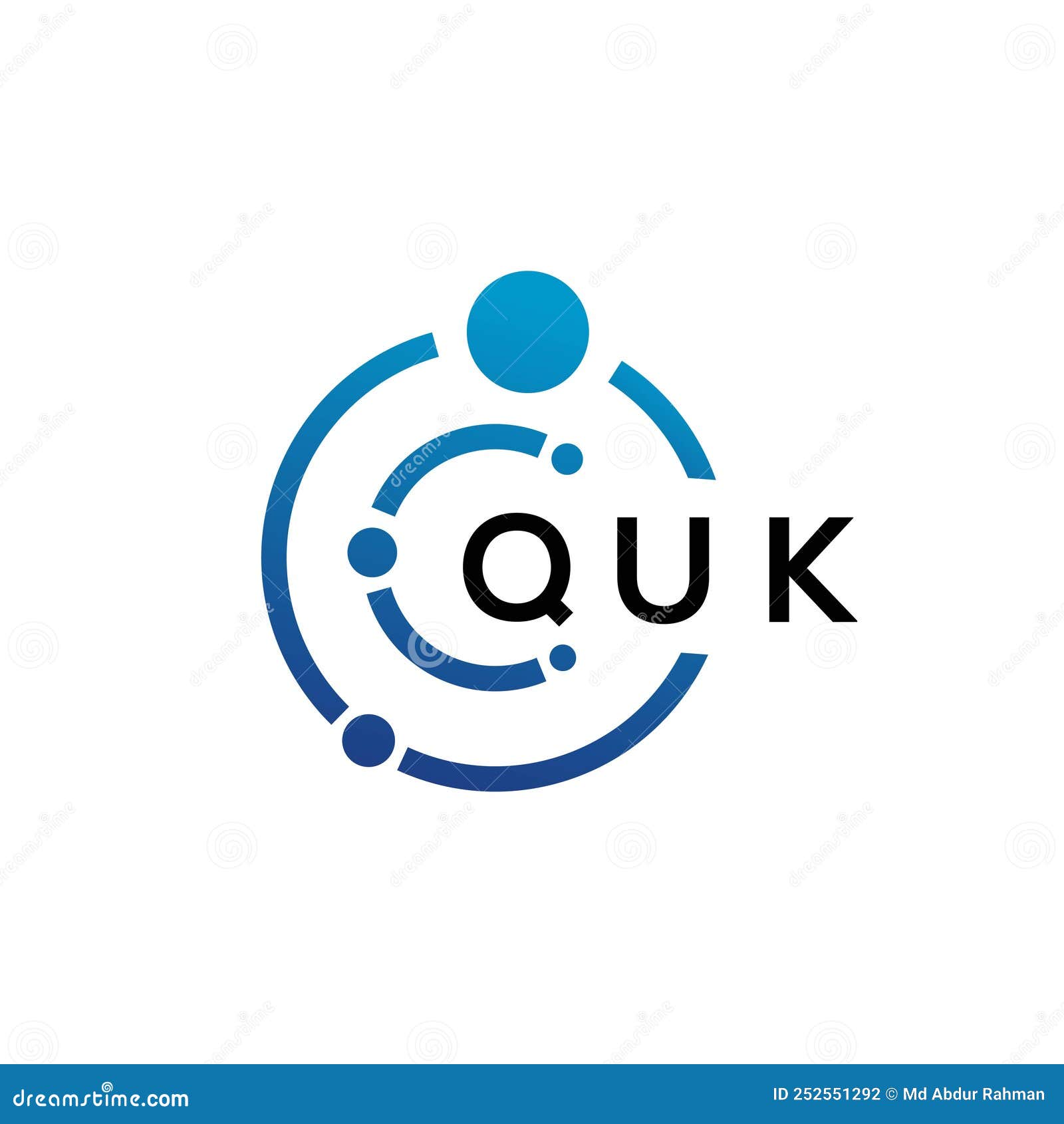 QUK Letter Technology Logo Design on White Background. QUK Creative ...