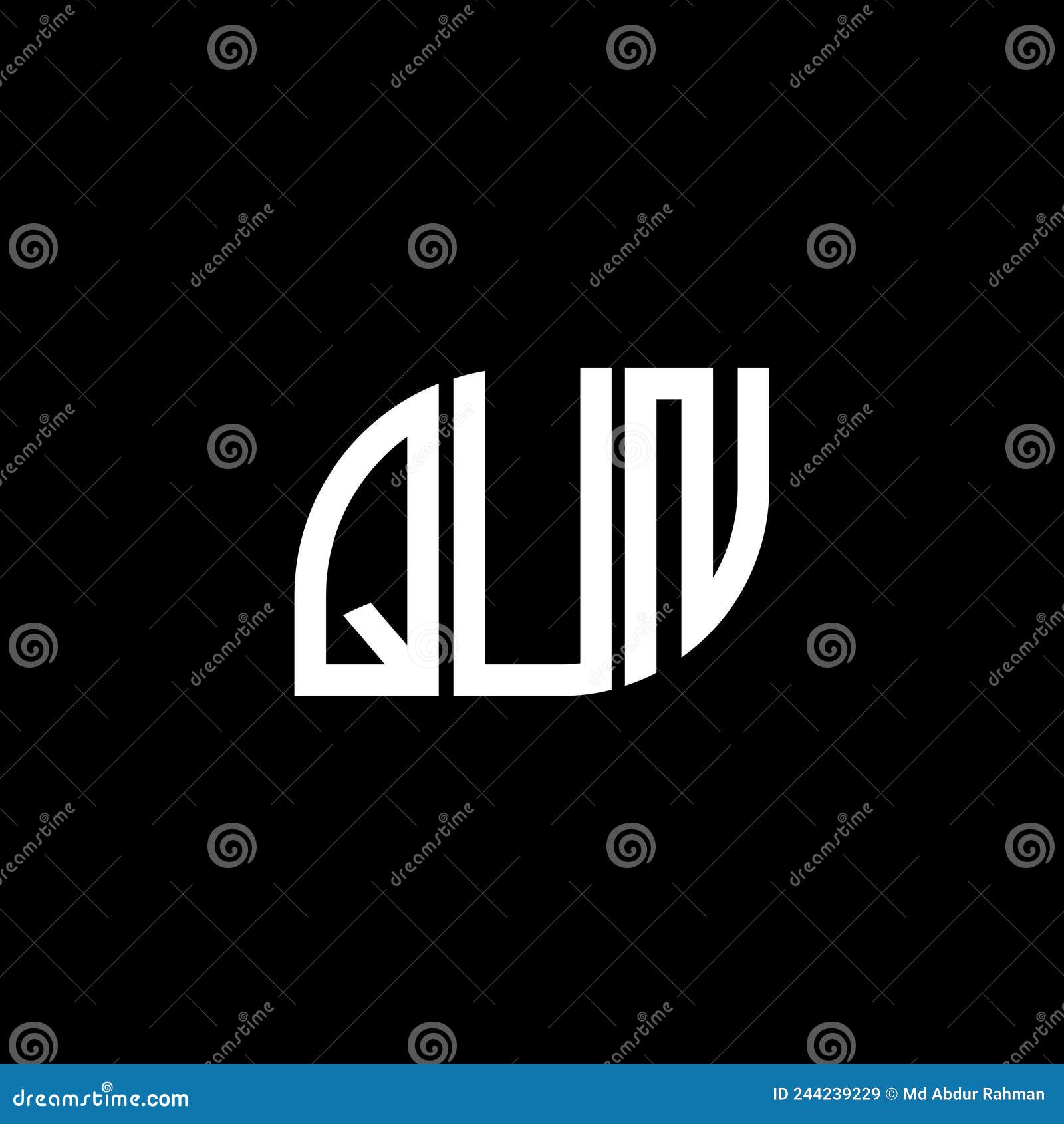 QUN Letter Logo Design on Black Background.QUN Creative Initials Letter ...
