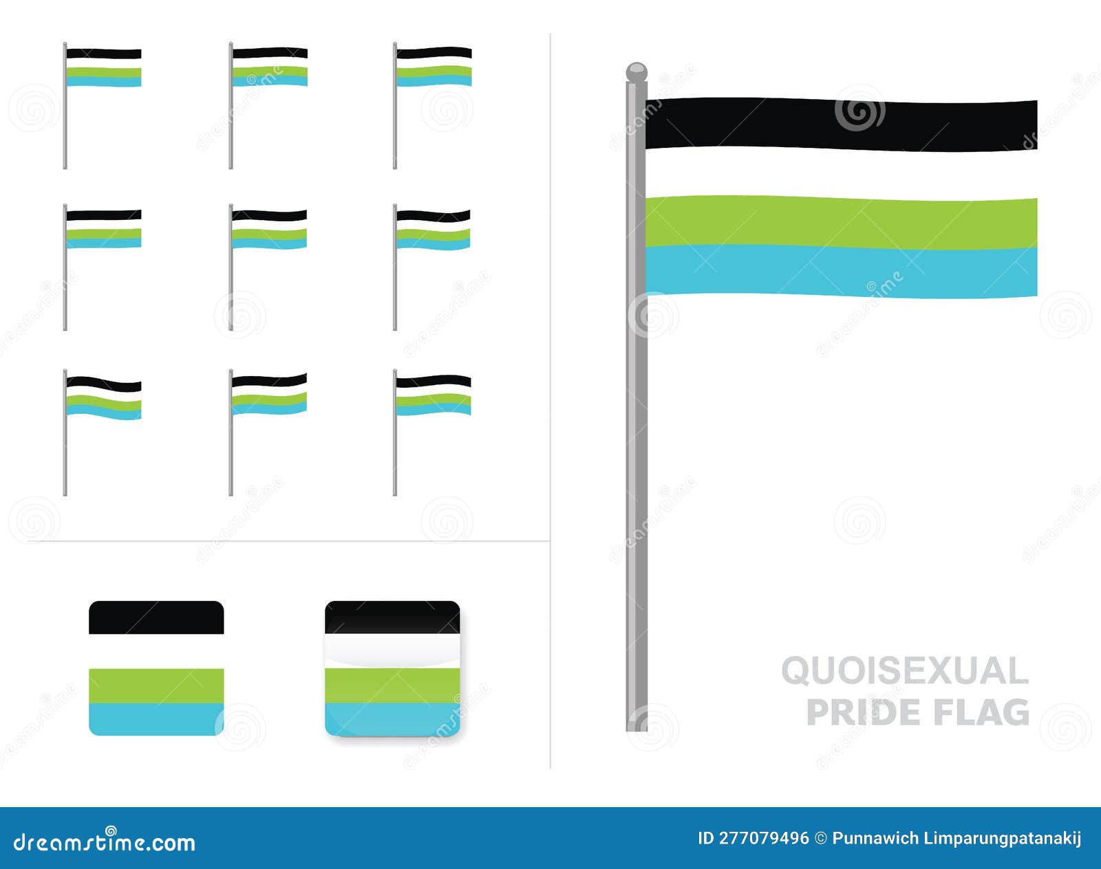 Quoisexual Pride Flag Waving Animation App Icon Vector Stock Vector