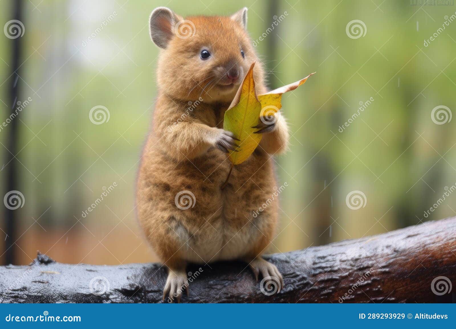 Quokka Clutching Leaves with Tiny Paws, Eating Stock Image - Image of ...