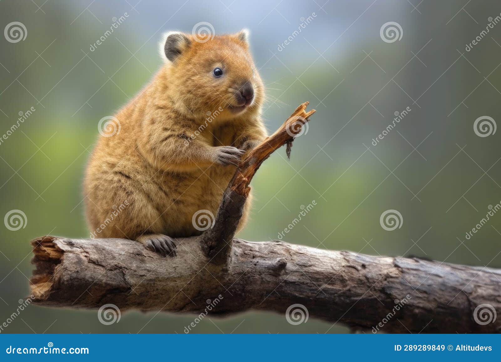 Quokka Perched on Tree Branch, Enjoying Its Meal Stock Illustration ...