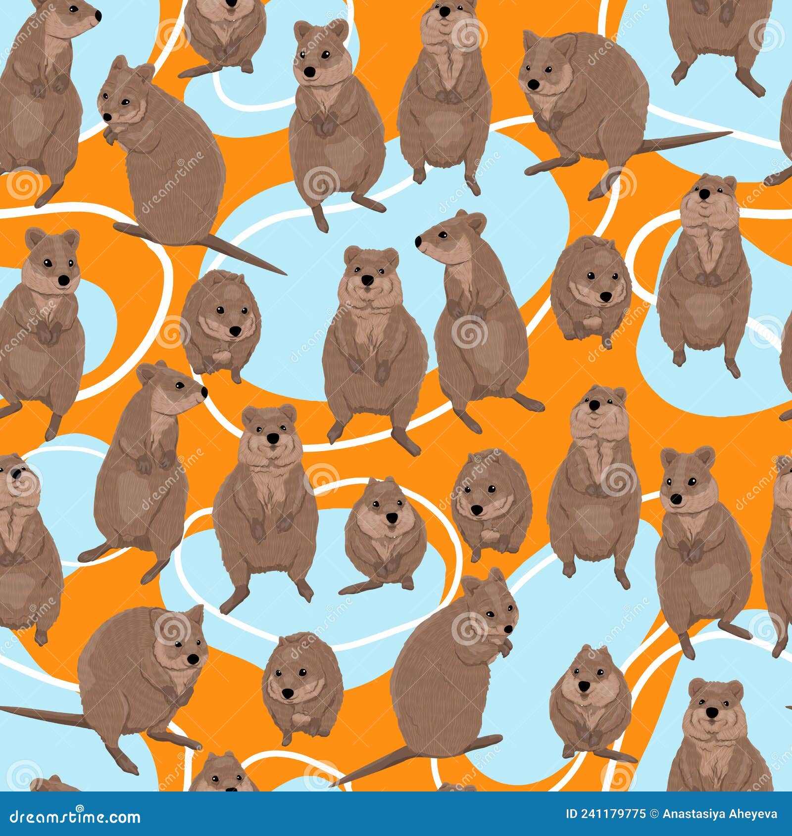 Quokka Seamless Pattern. Short-tailed Scrub Wallaby Setonix Brachyurus ...