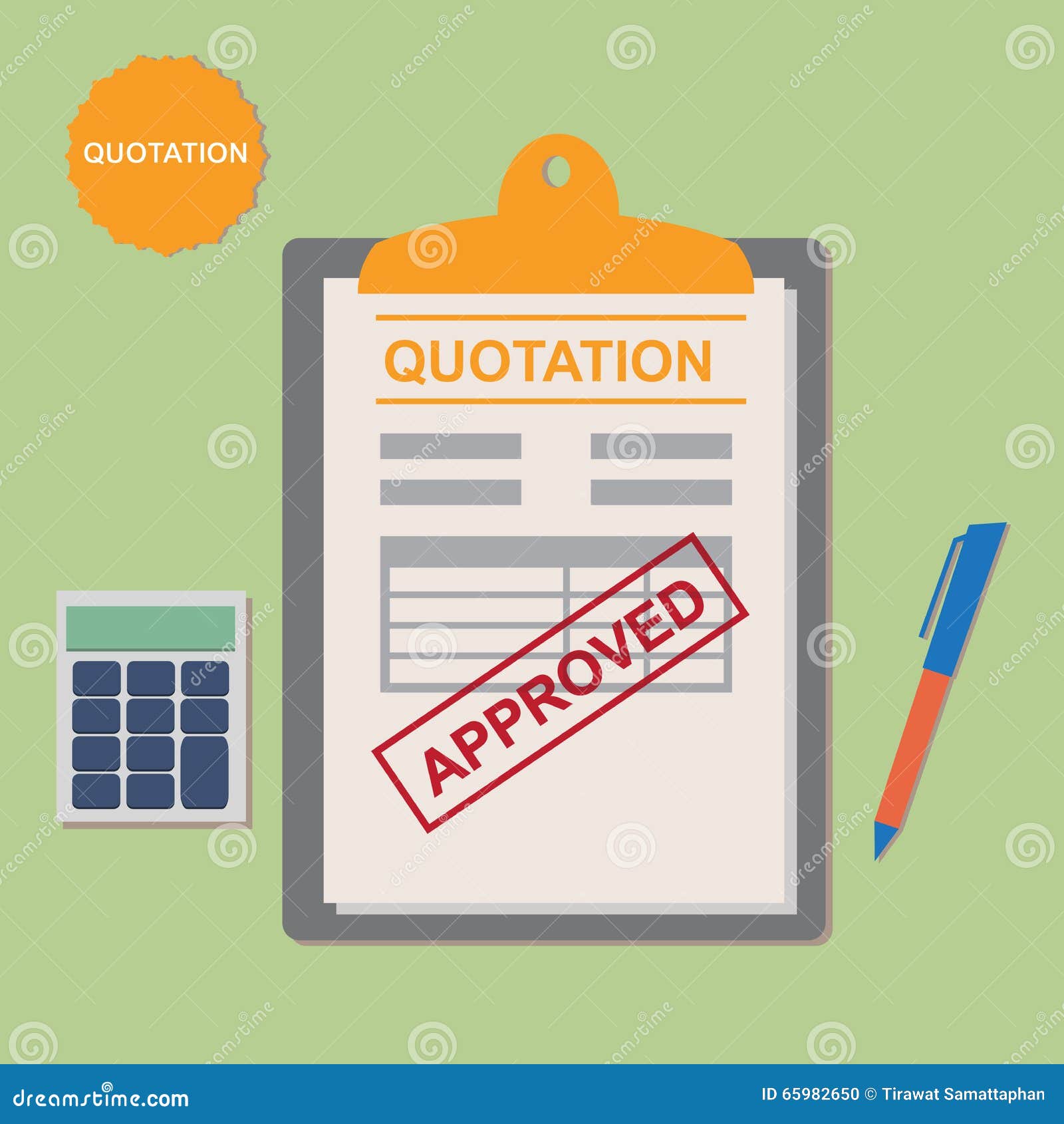 Quotation Approved stock vector. Illustration of business - 65982650