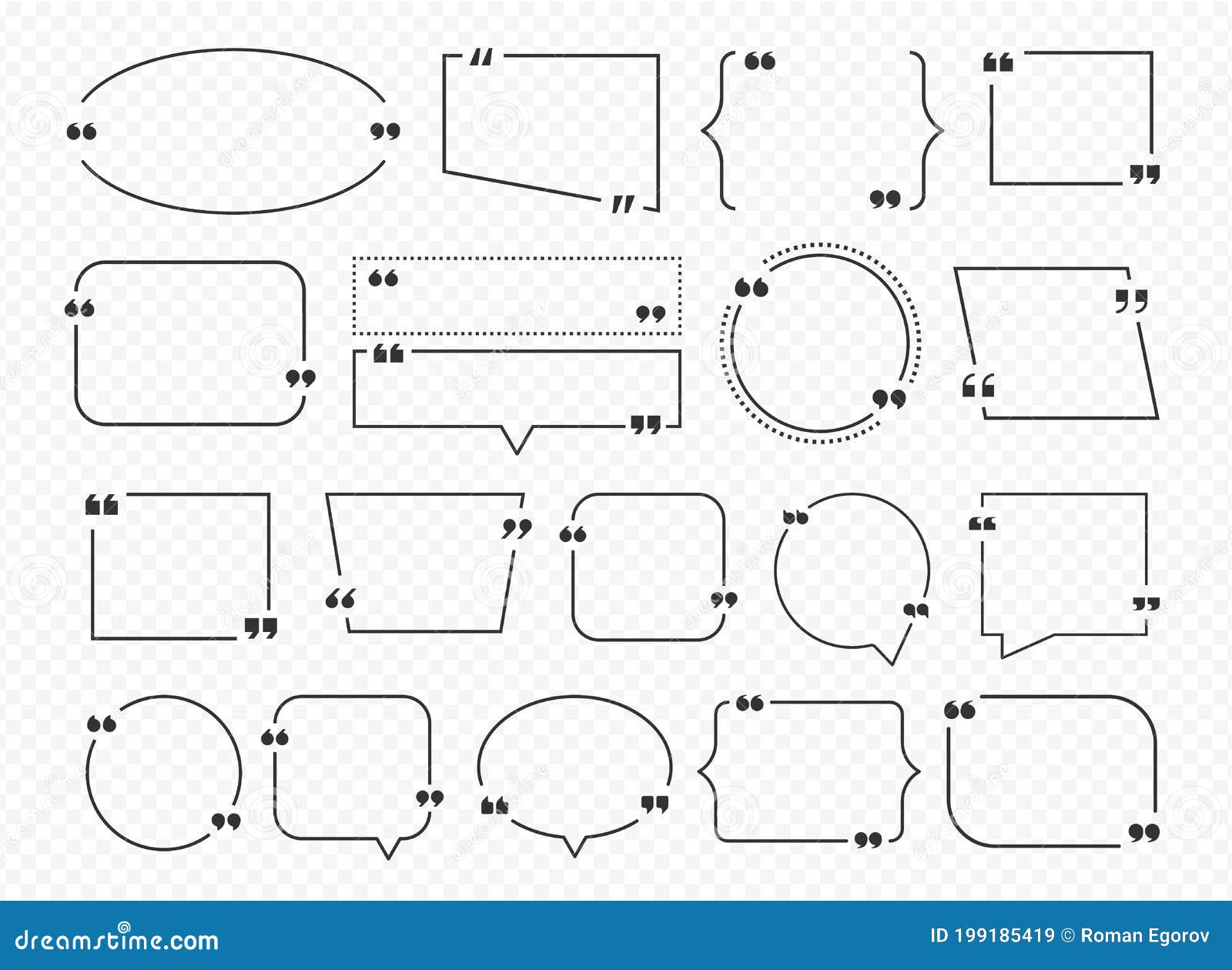 Quotation Box. Black Counters Comment Bubbles and Round or Square Shape ...