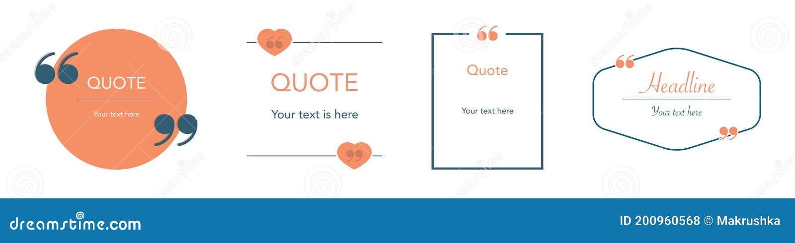 Quotation Box Template. Isolated Simple Quote Mockup in Orange. Bubble ...